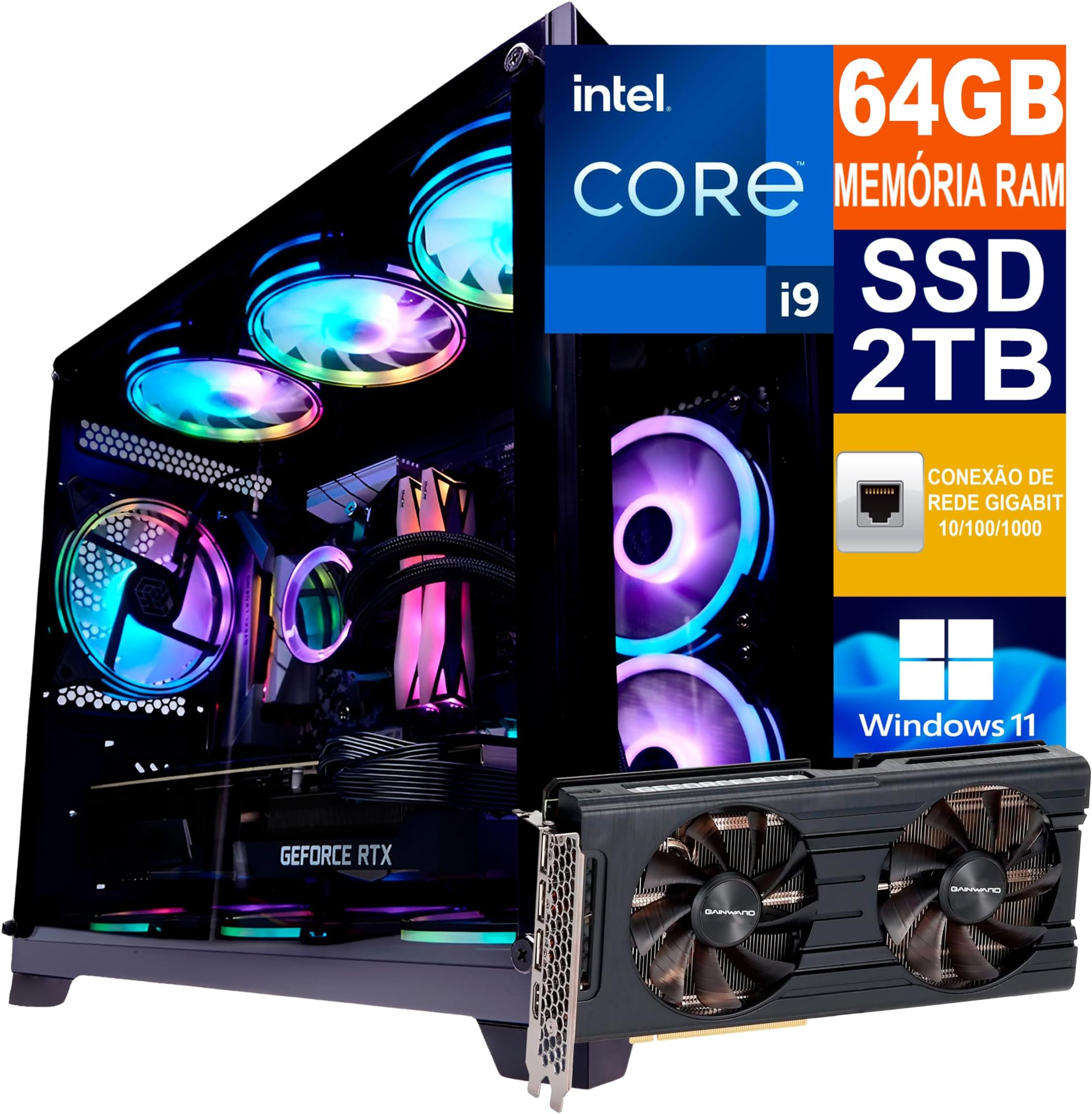 Pc Gamer Cpu Intel Core I9 14900kf / SSD 2TB M.2 NVMe / 64GB Memória ...