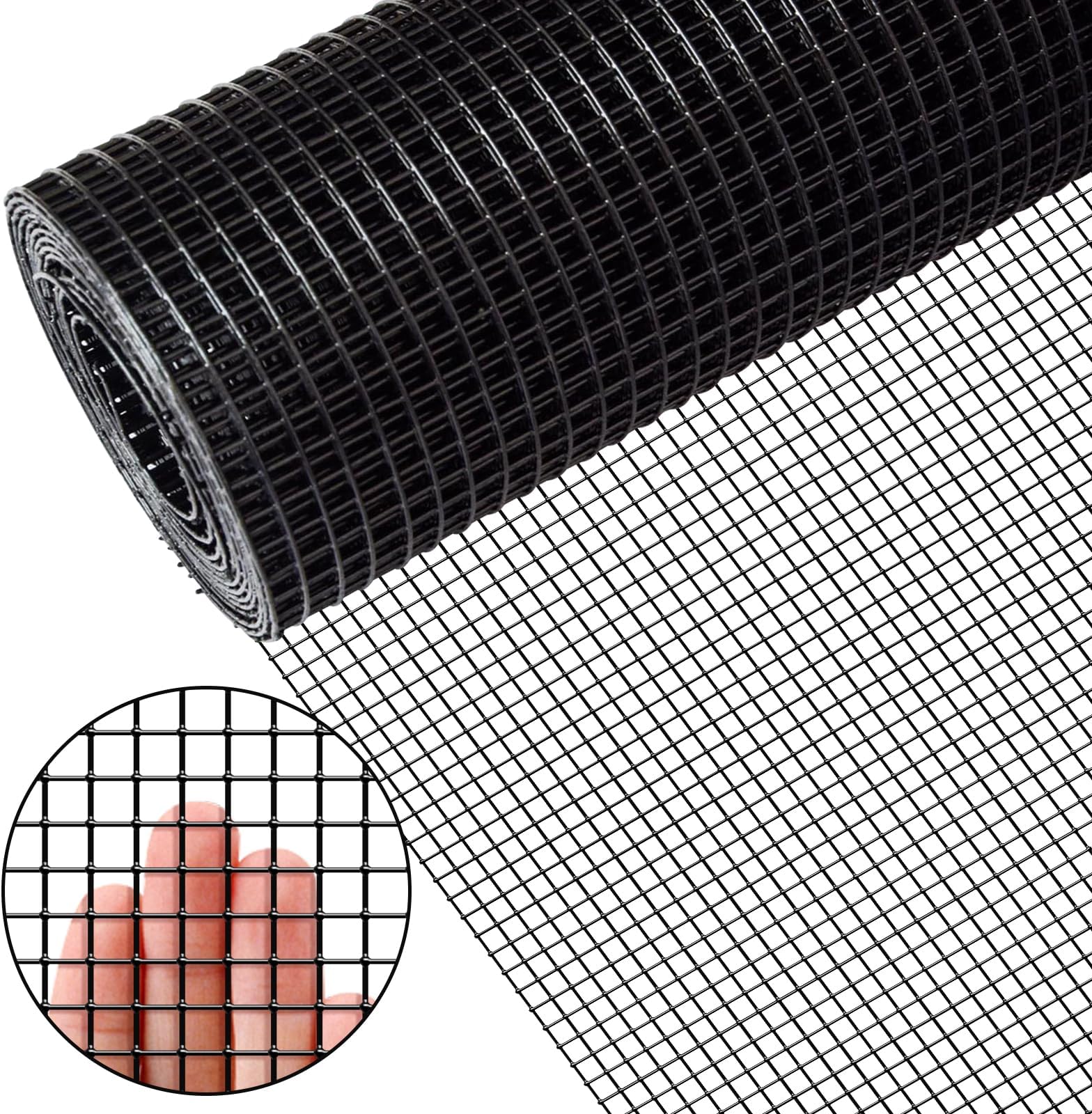 36'' x 50' 1/2 inch Hardware Cloth 19 Gauge Black PVC Coated Wire ...
