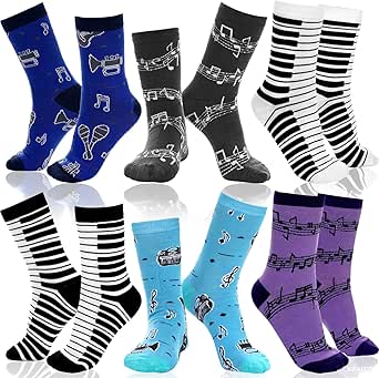 Amazon.com: Chicingyou 12 Pairs Unisex Music Socks Music Lovers Gifts ...
