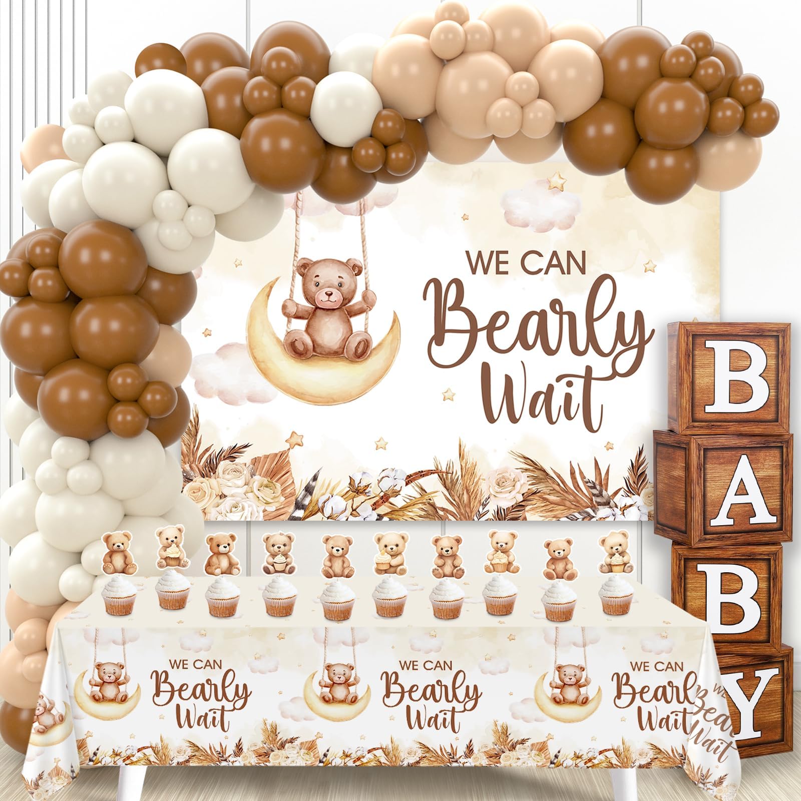 Amazon.com: DataMoon Teddy Bear Baby Shower Decorations - Baby Boxes ...