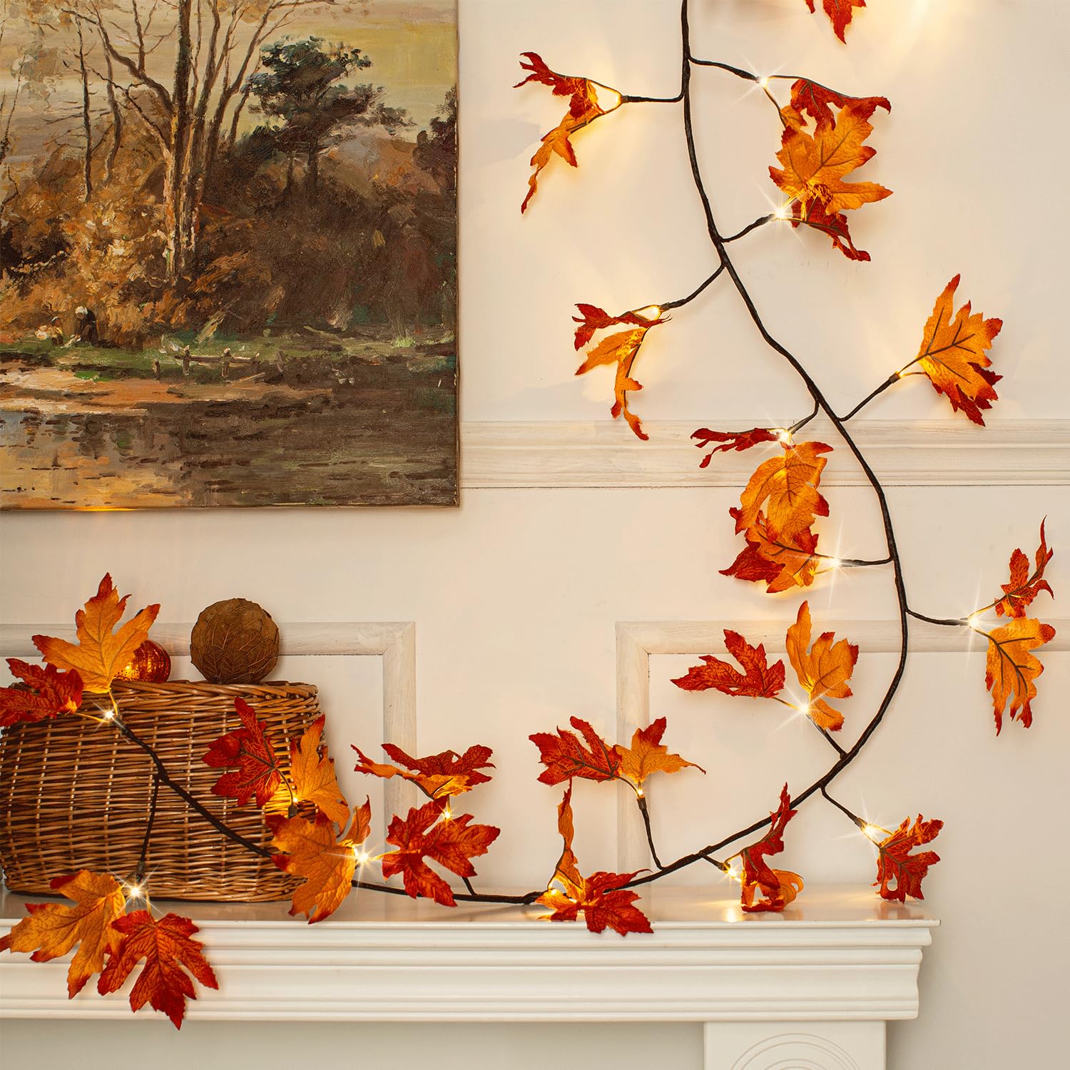 Amazon.com: NWLIGHT Fall Garland with Lights - 6.56Ft Maple Leaf ...