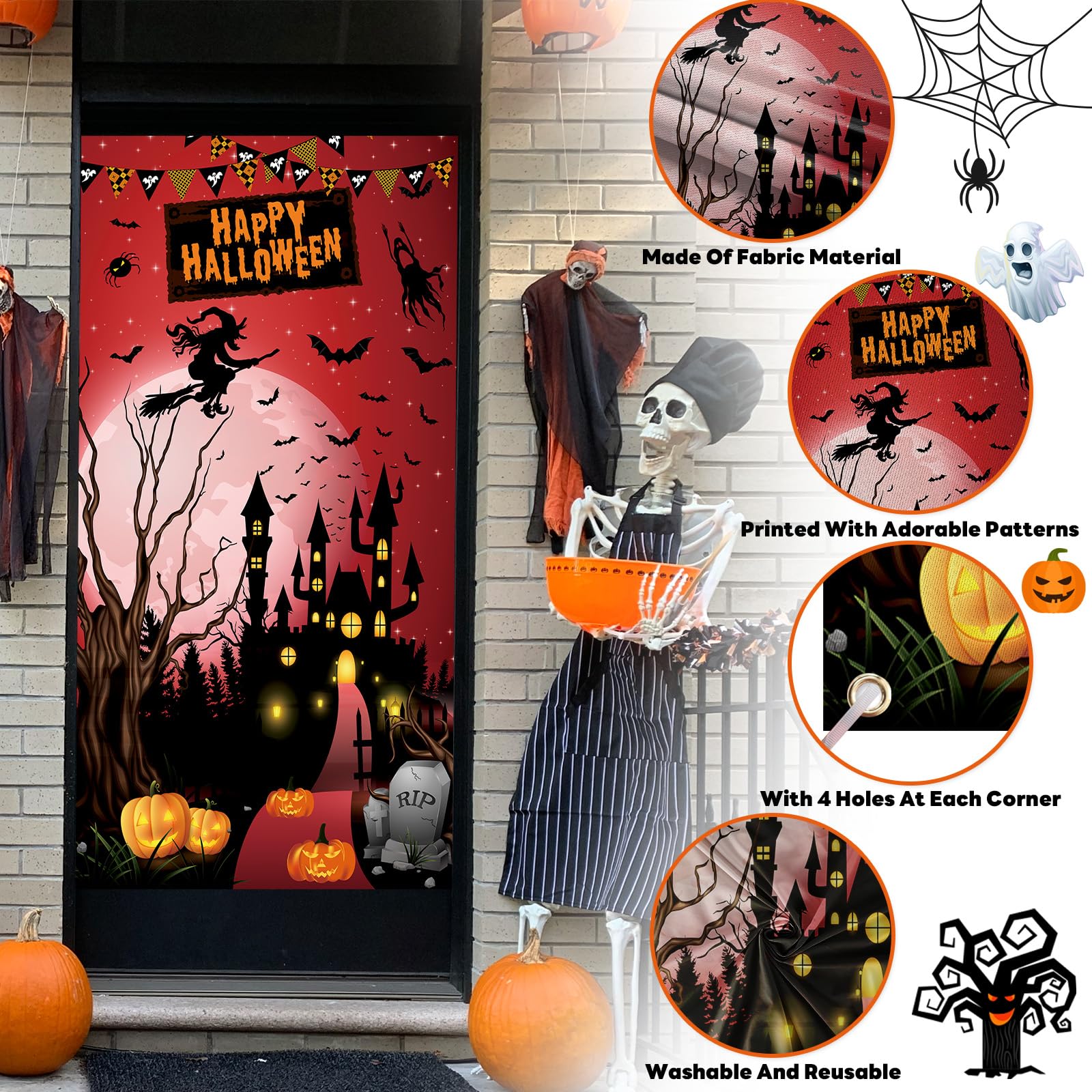 Snapklik.com : Halloween Door Decorations Banner, Halloween Door Cover ...