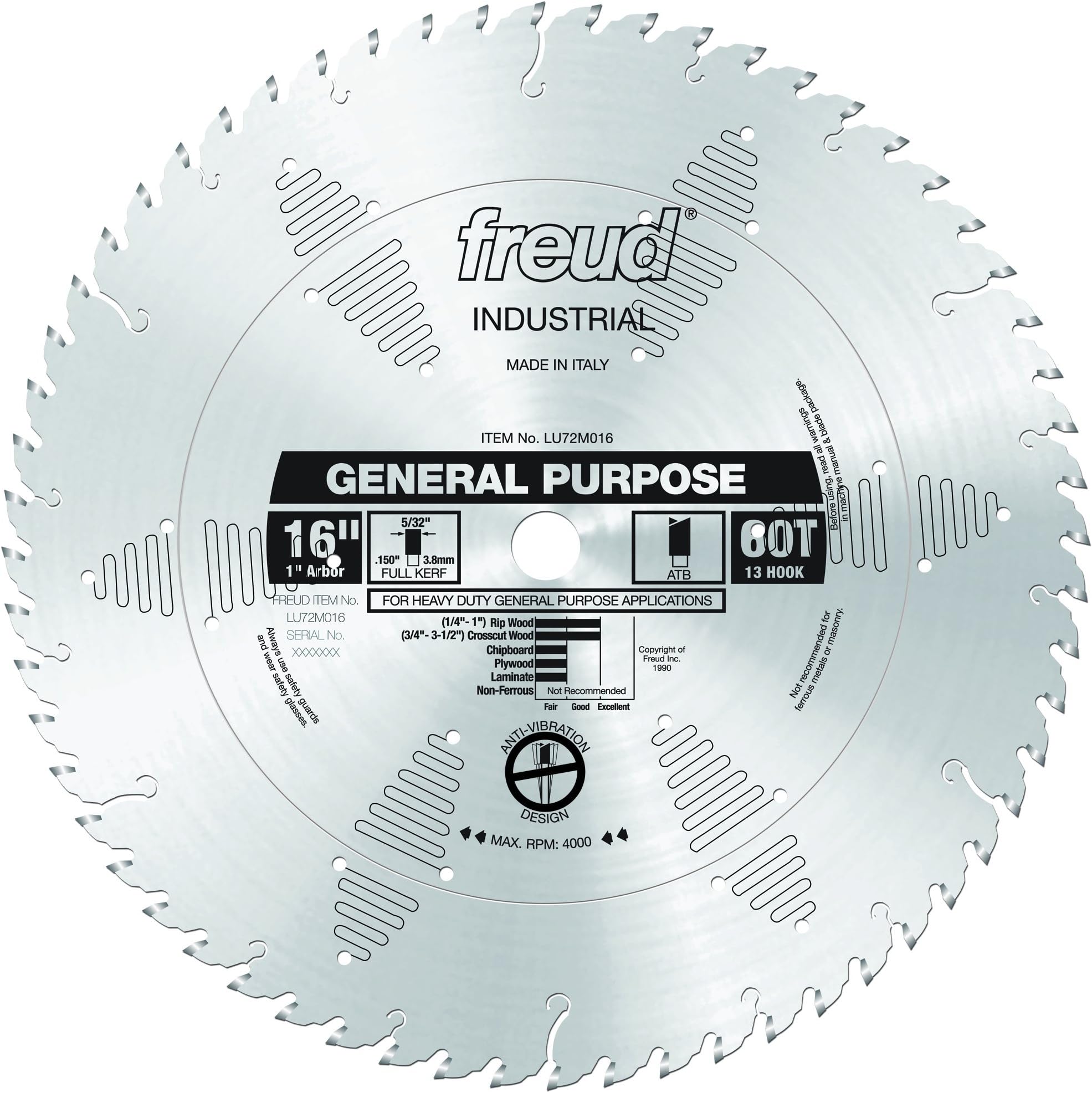Freud LU72M016: 16" x 60T General Purpose Blade - Circular Saw Blades ...