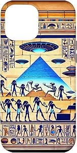 Amazon.com: iPhone 15 Plus Egyptian Hieroglyphs with Aliens and UFO, Pyramids and Alien Case ...