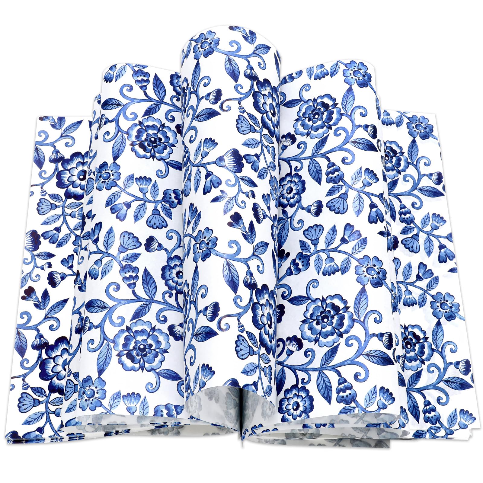 Amazon.com: JarThenaAMCS 150Pcs Blue White Floral Wax Paper Chinoiserie ...