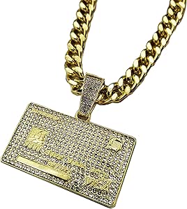 Hip Hop Jewelry Rapper Style Gold Plated Simulated Diamond Large Credit ...
