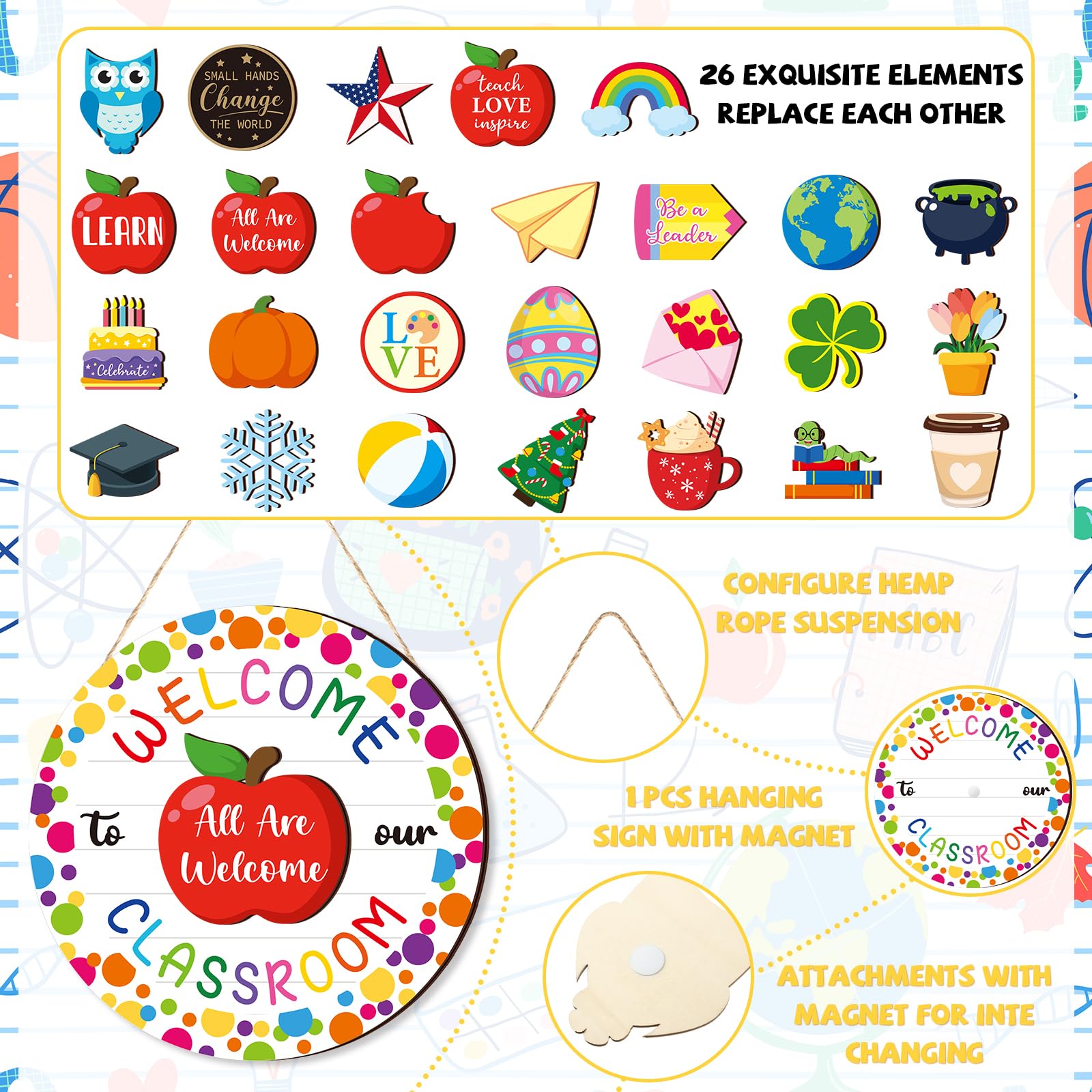 Snapklik.com : Ctosree Fall Welcome Sign For Classroom 12" Football ...