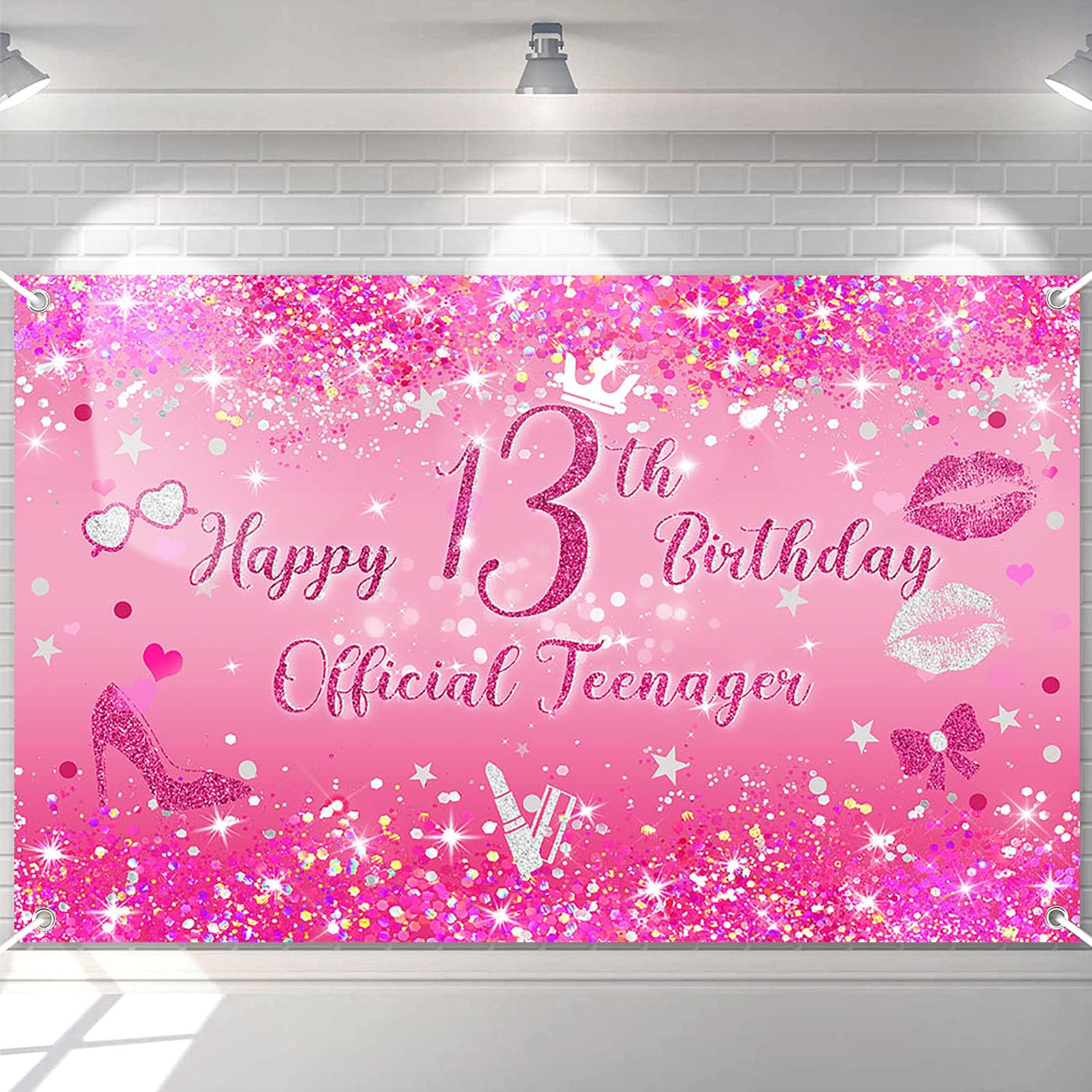 Amazon.com: Avezano 13th Birthday Backdrop for Girls Hot Pink Flash ...