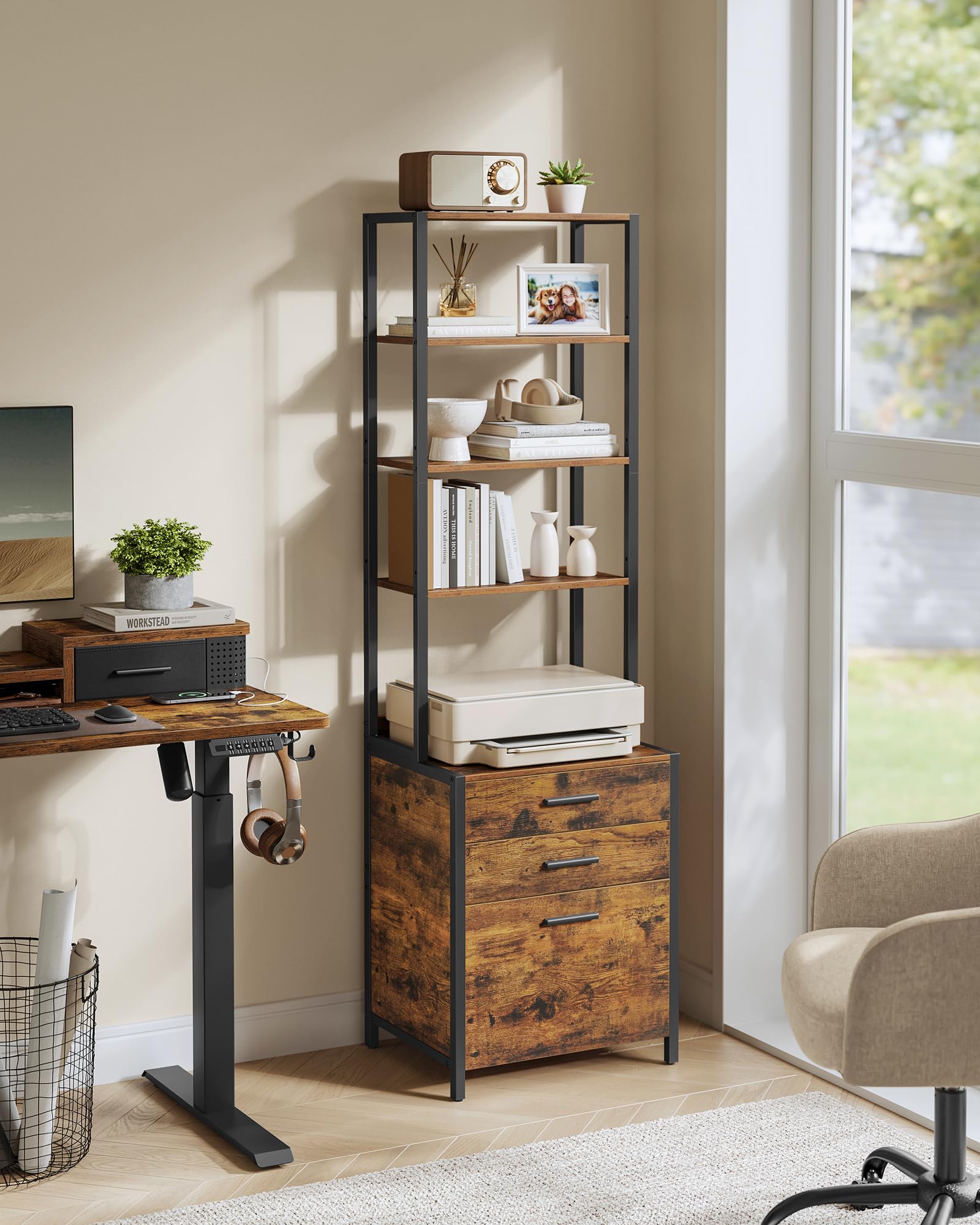 VASAGLE File Cabinet, Home Office Filing Cabinet with Height-Adjustable ...