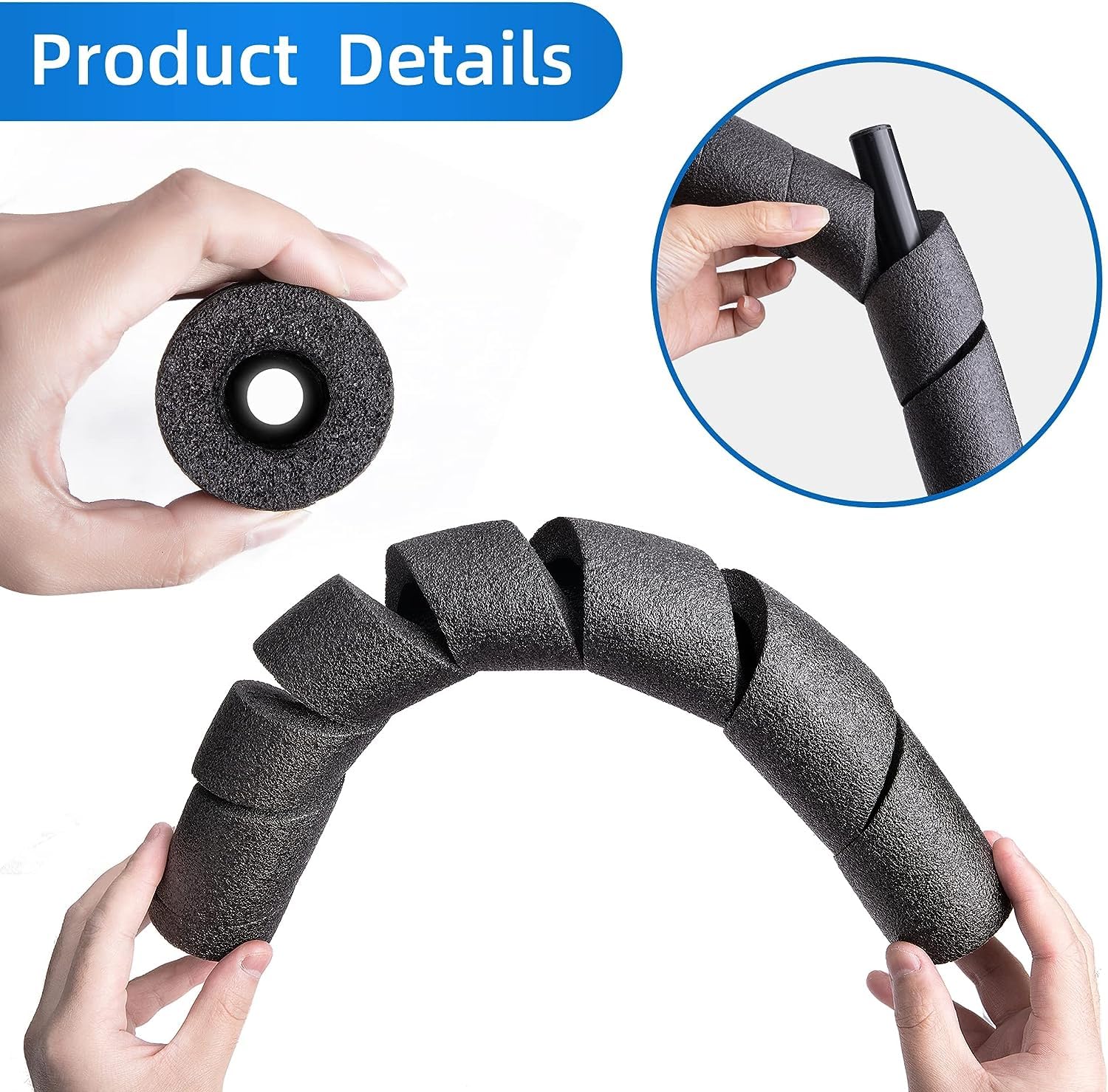 Snapklik.com : 2 Pack Pipe Insulation Foam Tube, 15.7" L X 0.79" Inner ...