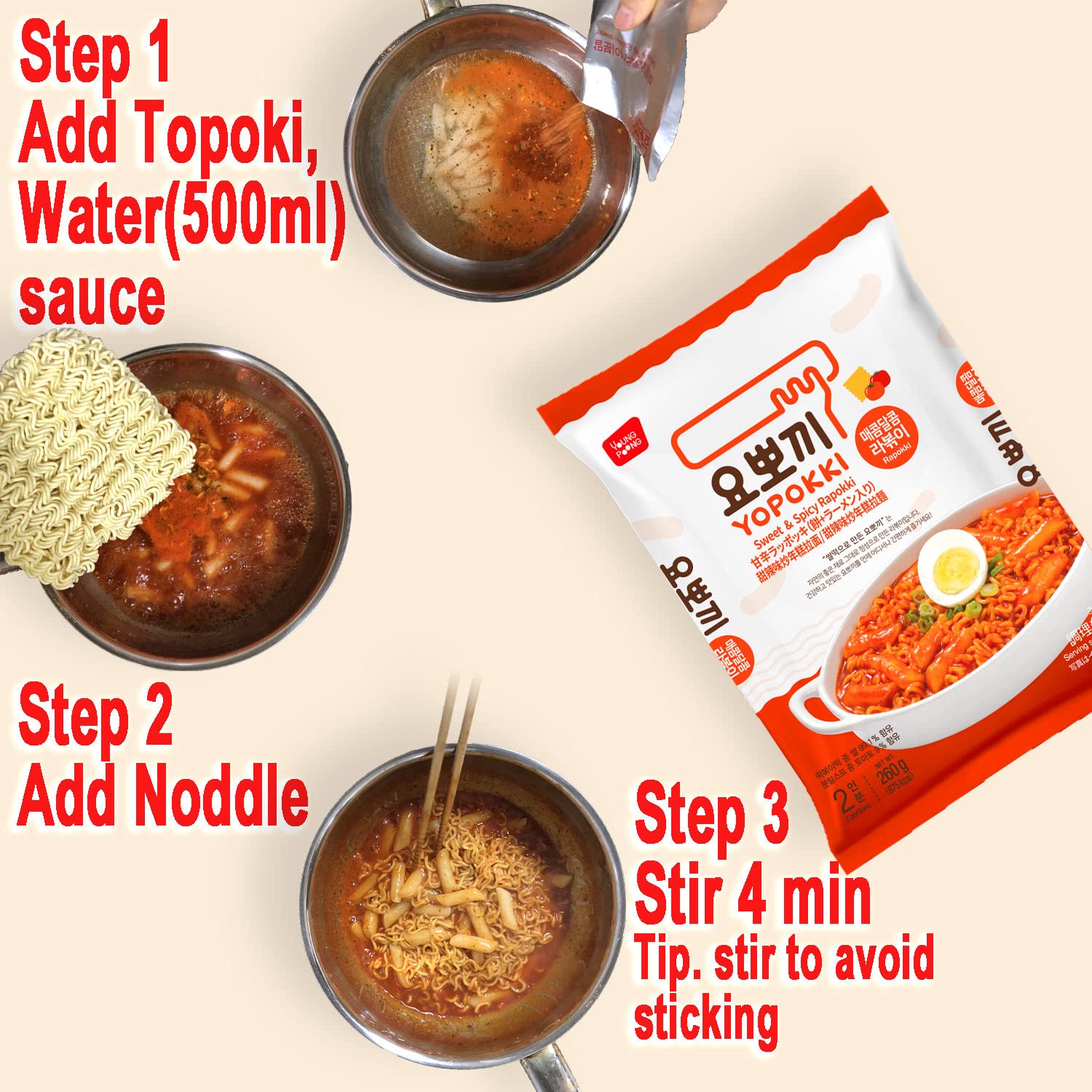 Snapklik.com : Yopokki Instant Rabokki Pack (Sweet Mild Spicy, Pack Of ...