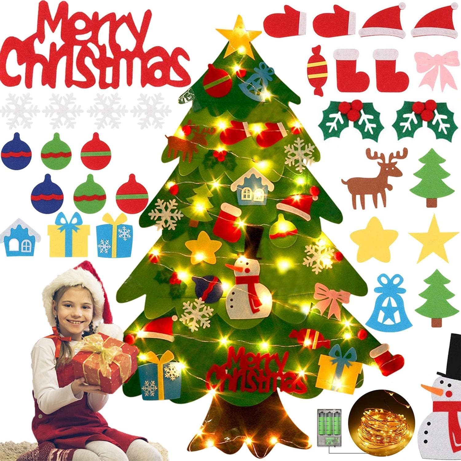 Amazon.com: Felt Christmas Tree for Toddlers, DIY Felt Christmas Tree ...