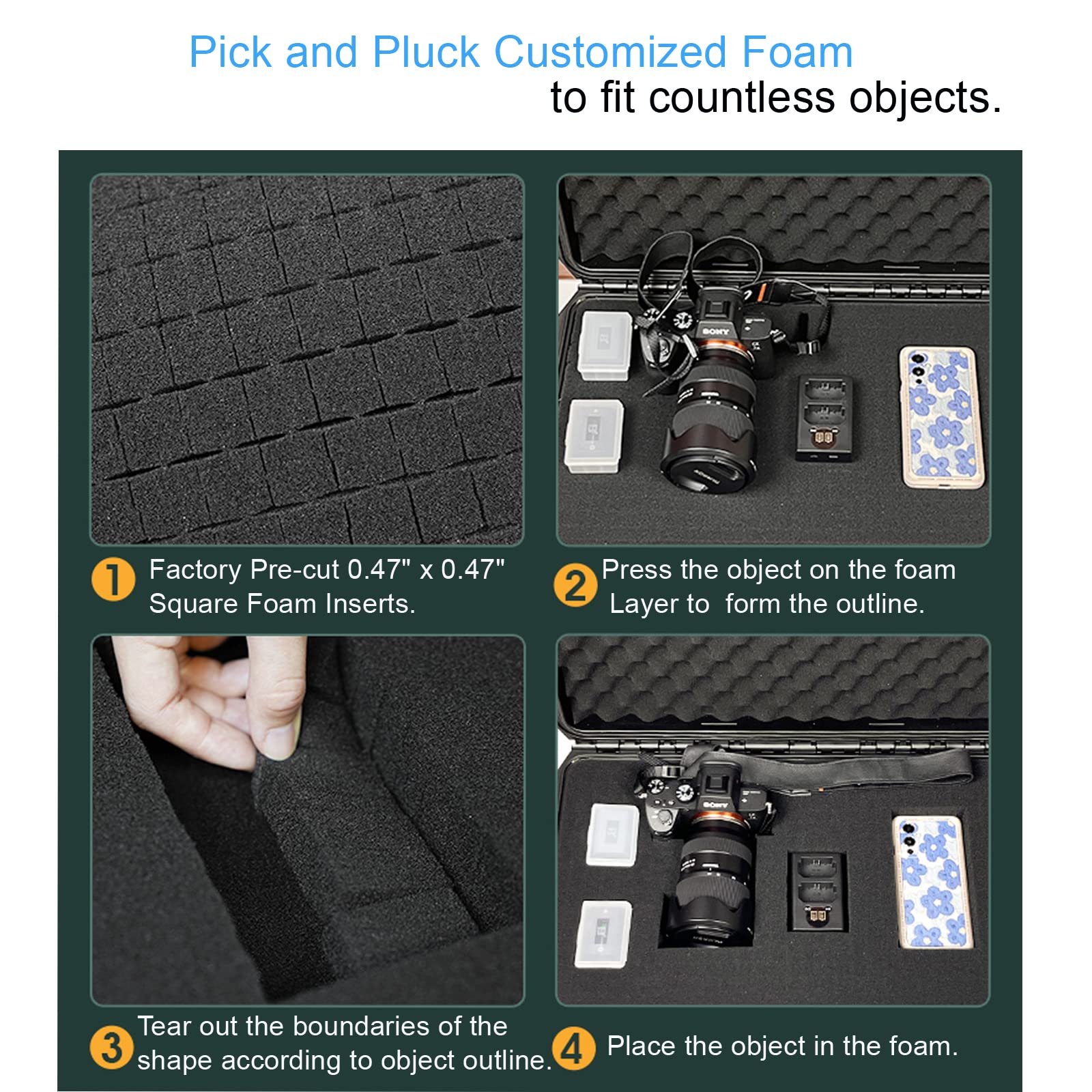 Regetek Waterproof Hard Camera Case, Multi-Purpose Case with ...