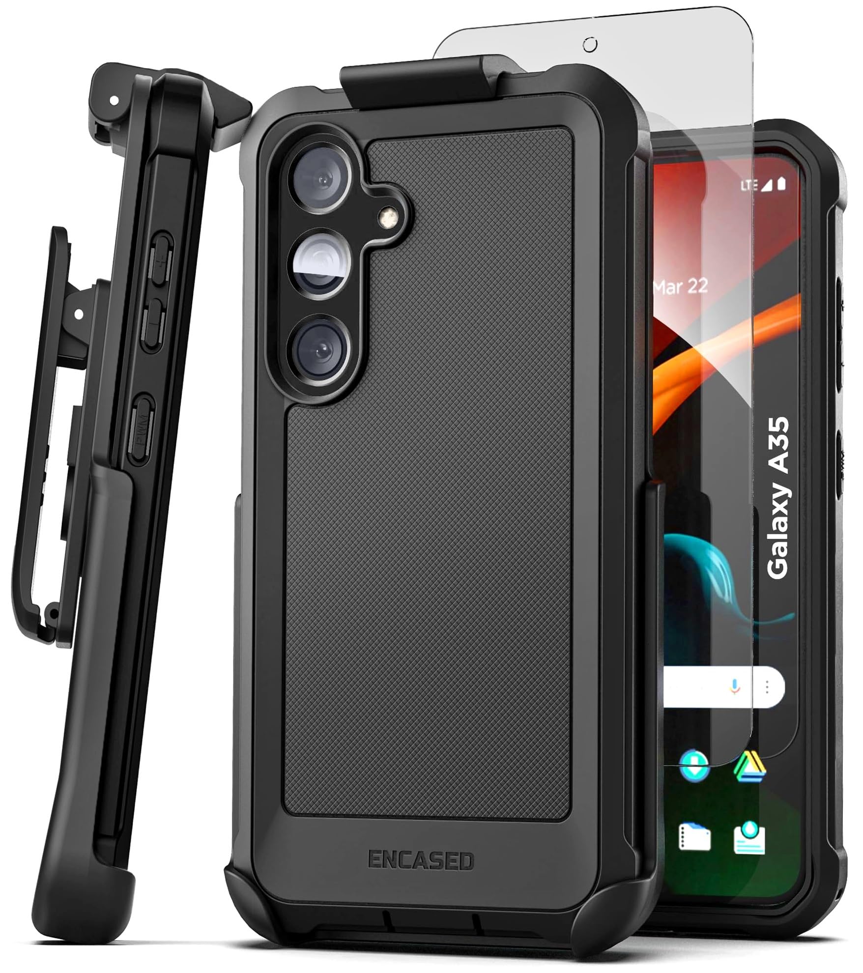 Amazon.com: Encased for Samsung Galaxy A35 5G Phone Case with Belt Clip Holster and Screen ...