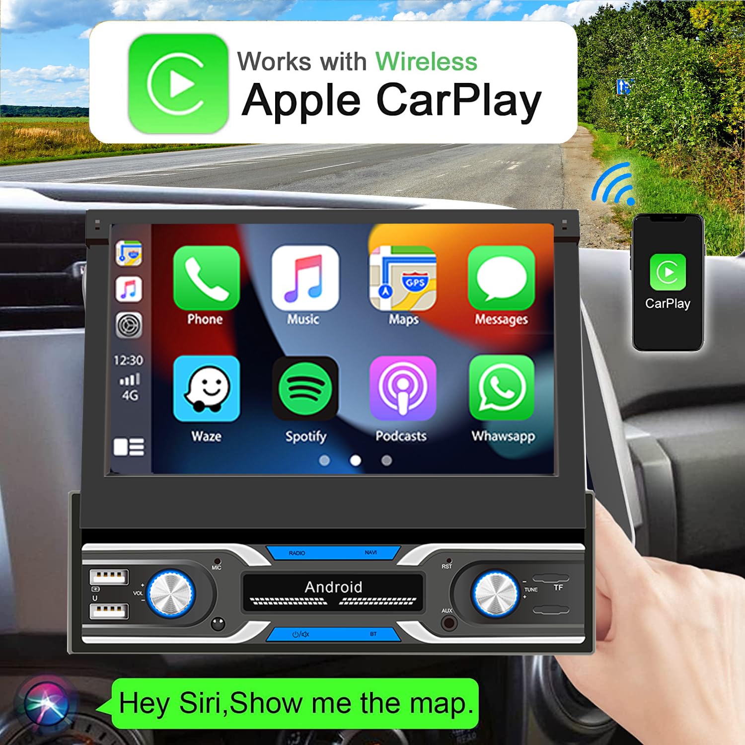 (2GB+32GB)Single Din Android 11 Car Stereo Compatible with Apple ...