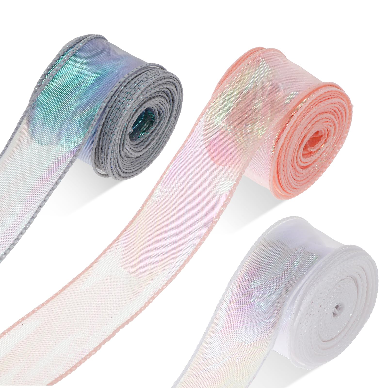 Amazon.com: 3 Pcs Organza Ribbon Iridescent Sheer 1.57" Wide Decorative ...