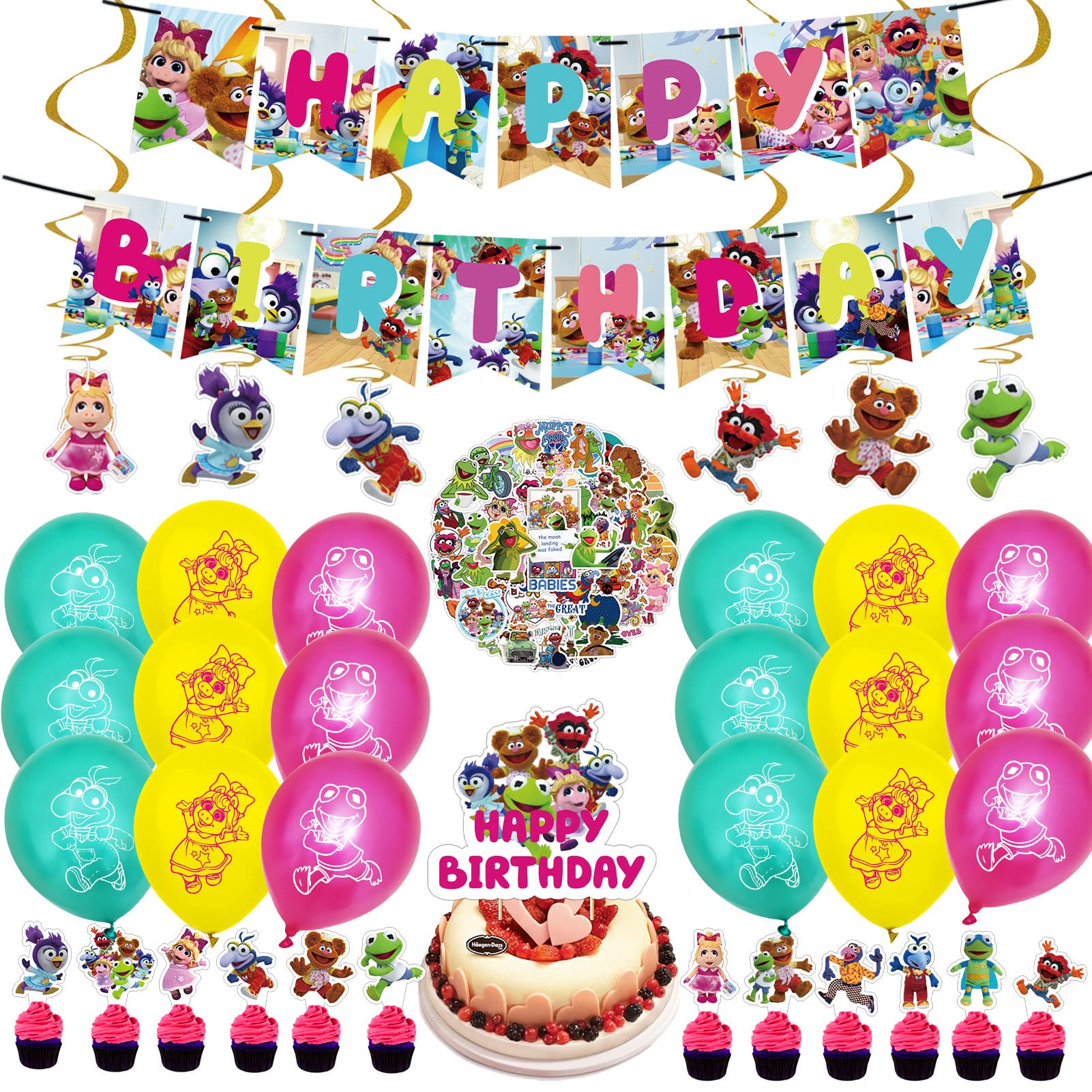 Buy 100Pcs Muppet Babies Party Supplies Birthday Decorations,Includes ...