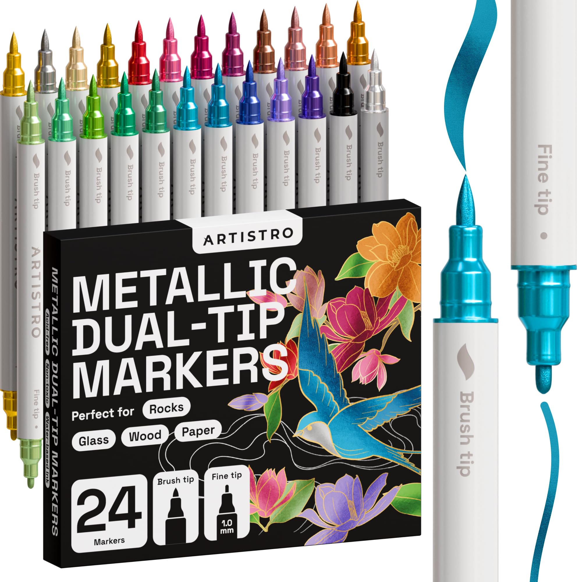 Amazon.com: ARTISTRO 24 Acrylic Paint Pens, Art Set Acrylic Paint ...