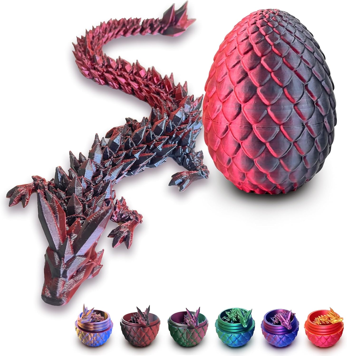 Amazon.com: 3D Printed Dragon Eggs with Dragon Inside, Articulated ...