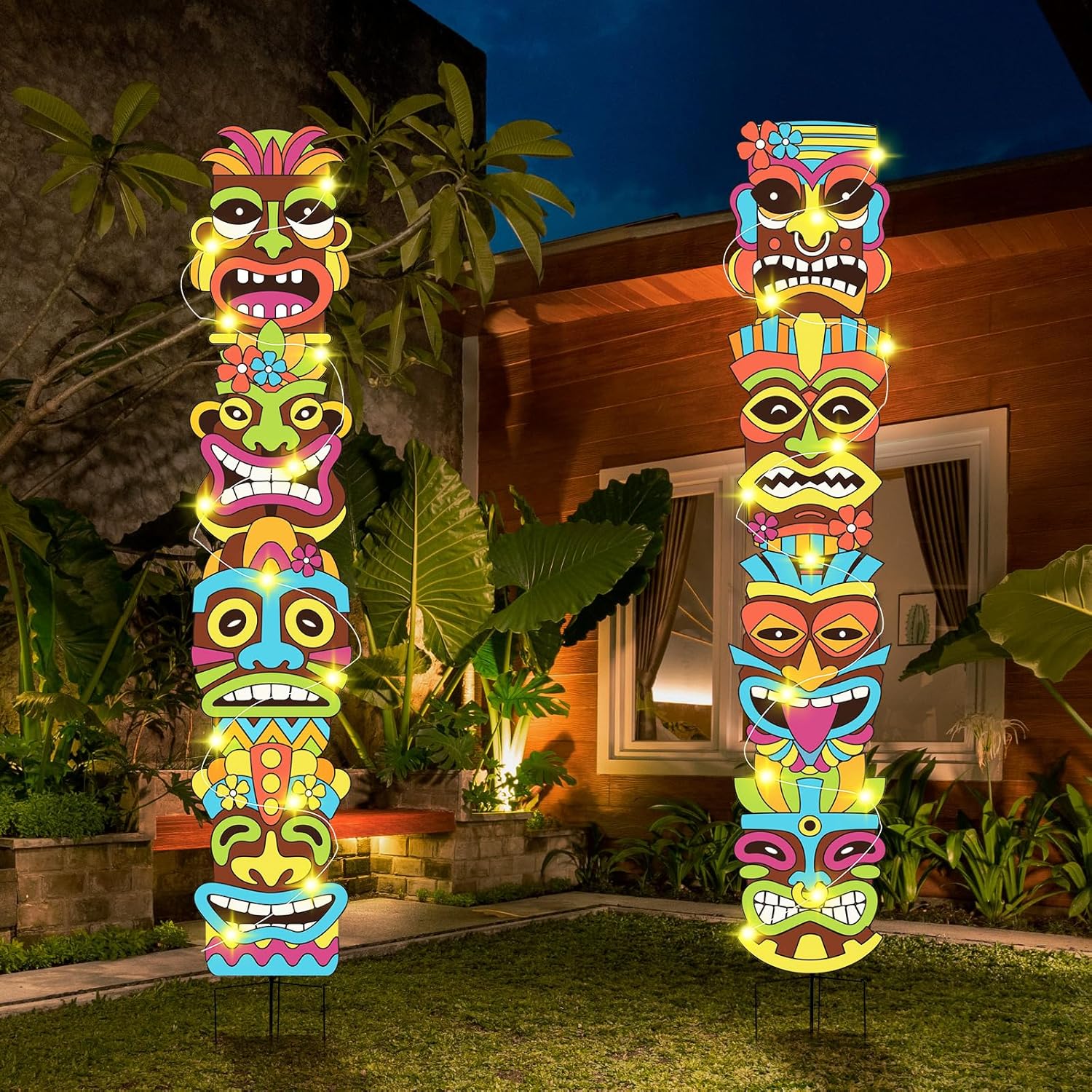 Amazon.com : Teenyyou 2 Pcs Giant Metal Tiki Yard Signs with Stakes 6 ...
