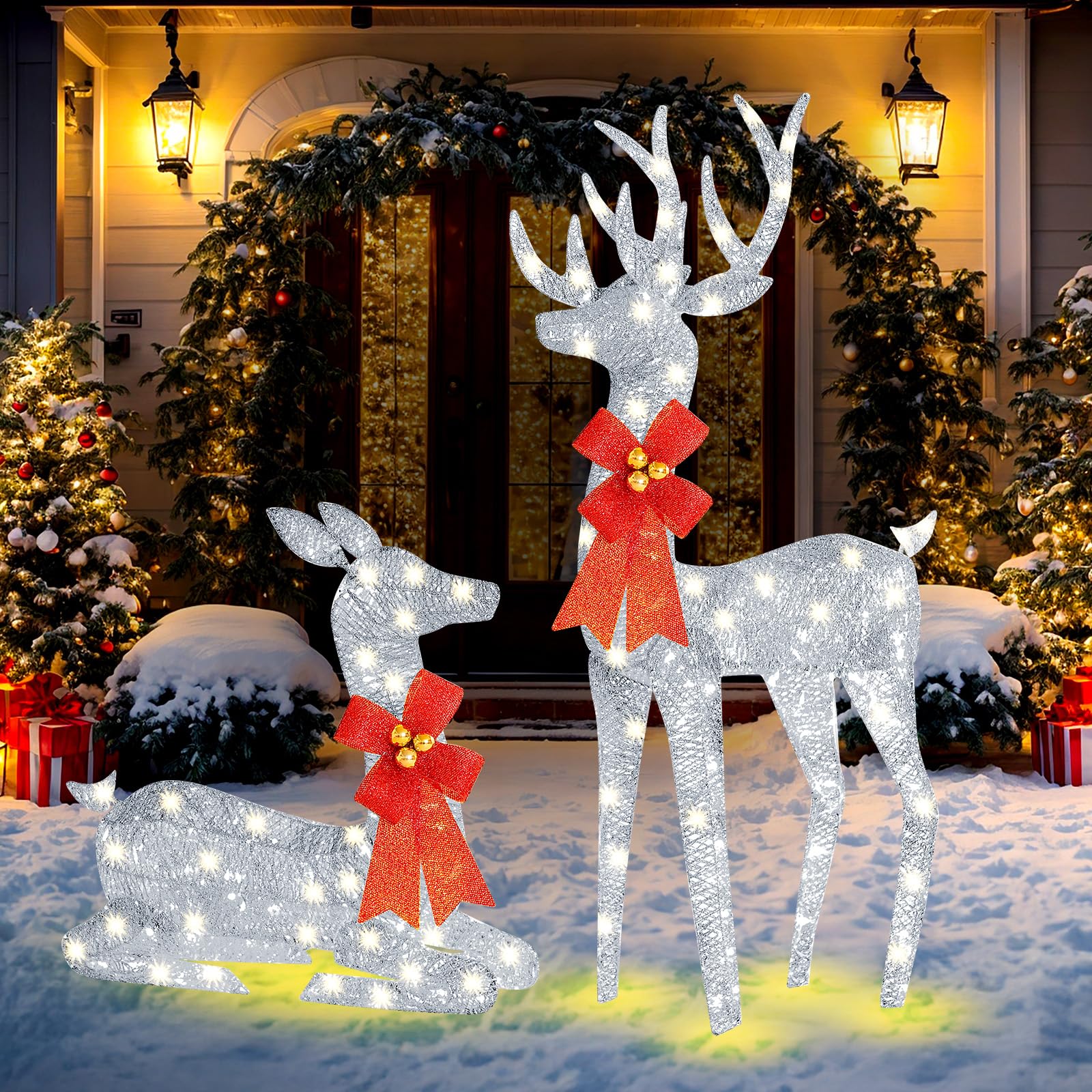 Amazon.com: Briwooody 2 Pcs Lighted Christmas Deer Set 3.9 ft 2.6 ft ...