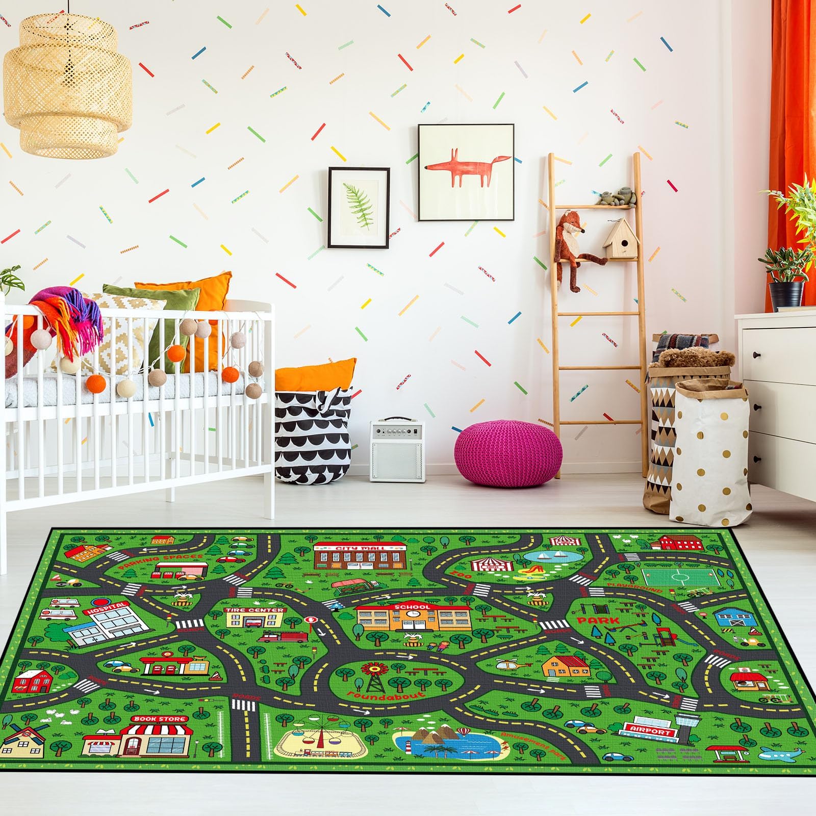 Amazon.com: JinKune Kids Rug Playmat Carpet 4'x5.9 Grey, Car Mat for ...