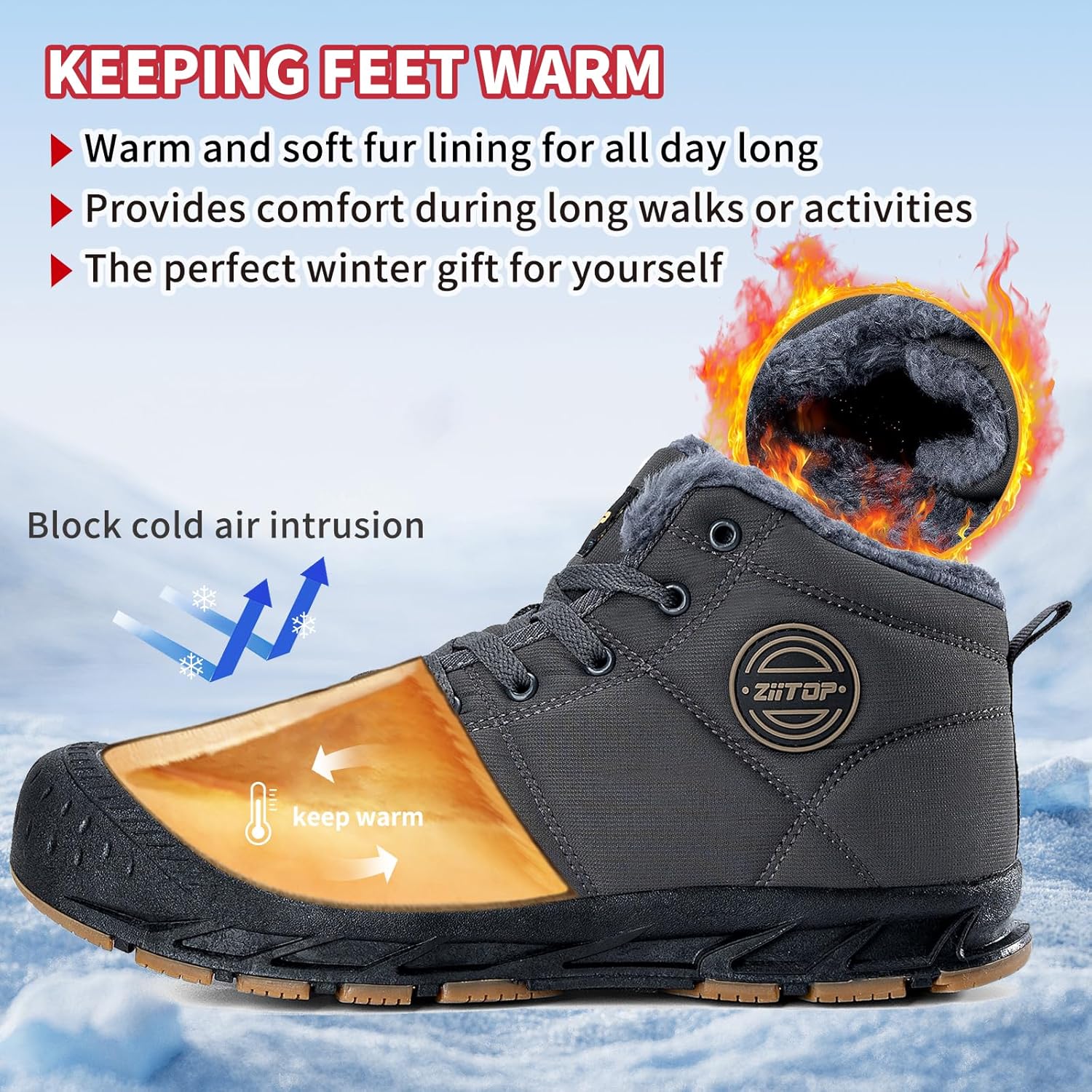 Mens Snow Boots, Mens Winter Boots, Mens Winter Trekking Snow Boots ...