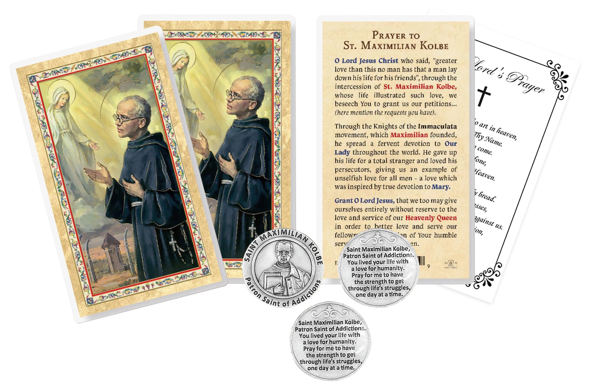 Buy Saint Maximilian Kolbe Prayer Card - Italian St Kolbe Medal Tokens ...