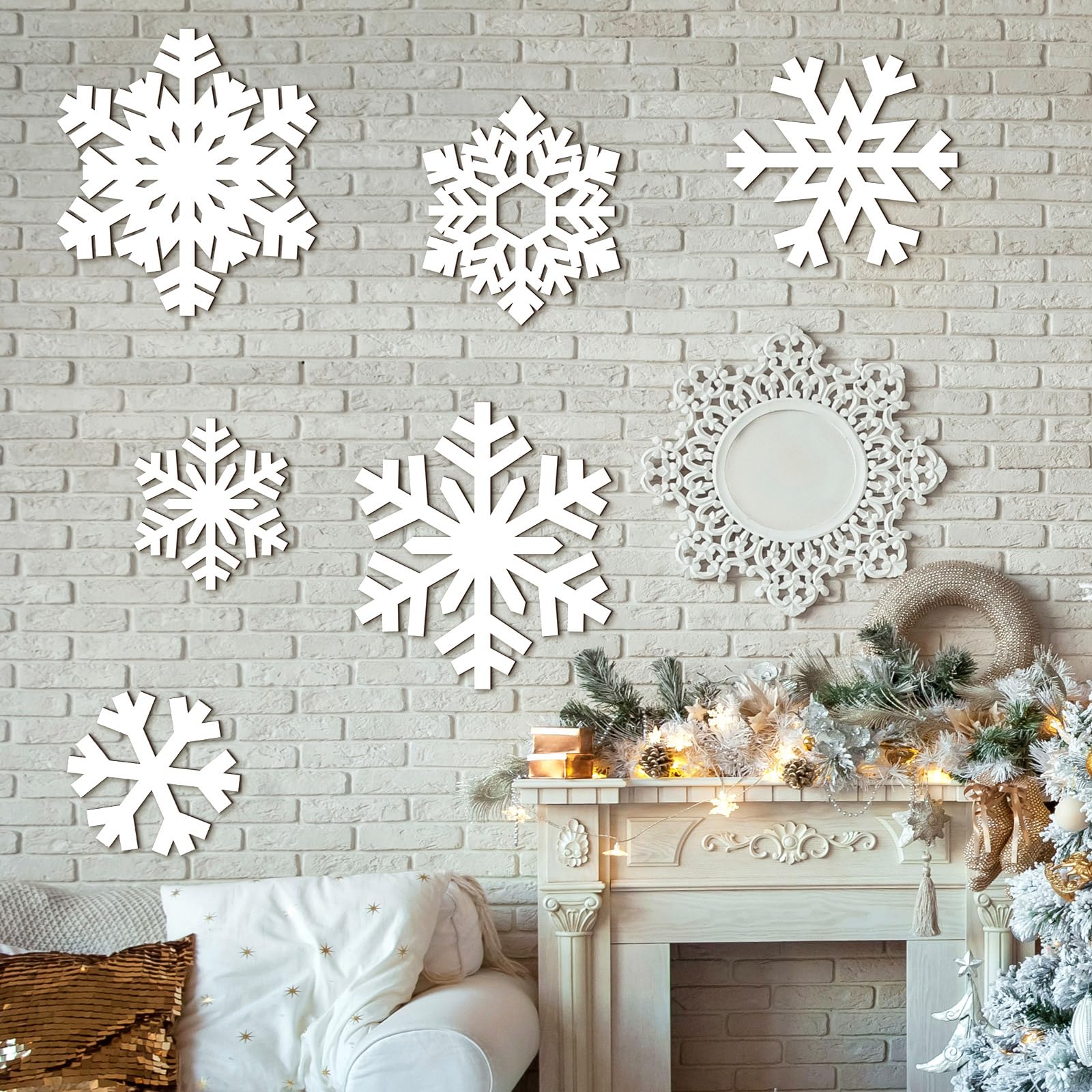 Amazon.com: Thyle 6 Pcs winter Snowflake Wooden Sign Decoration for ...