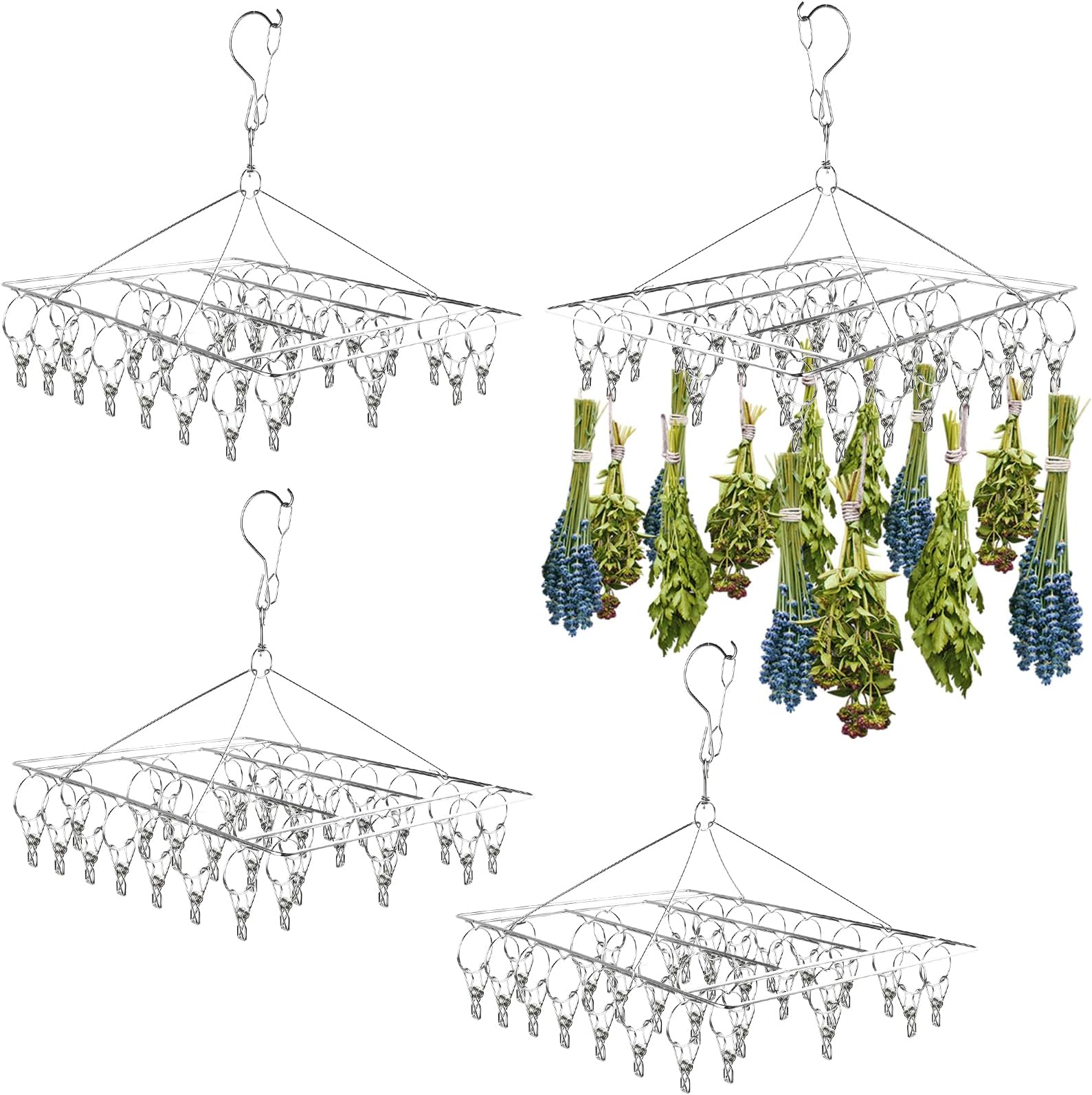 Amazon.com: Akamino 4 Pcs Hanging Drying Rack,Stainless Steel Herb ...