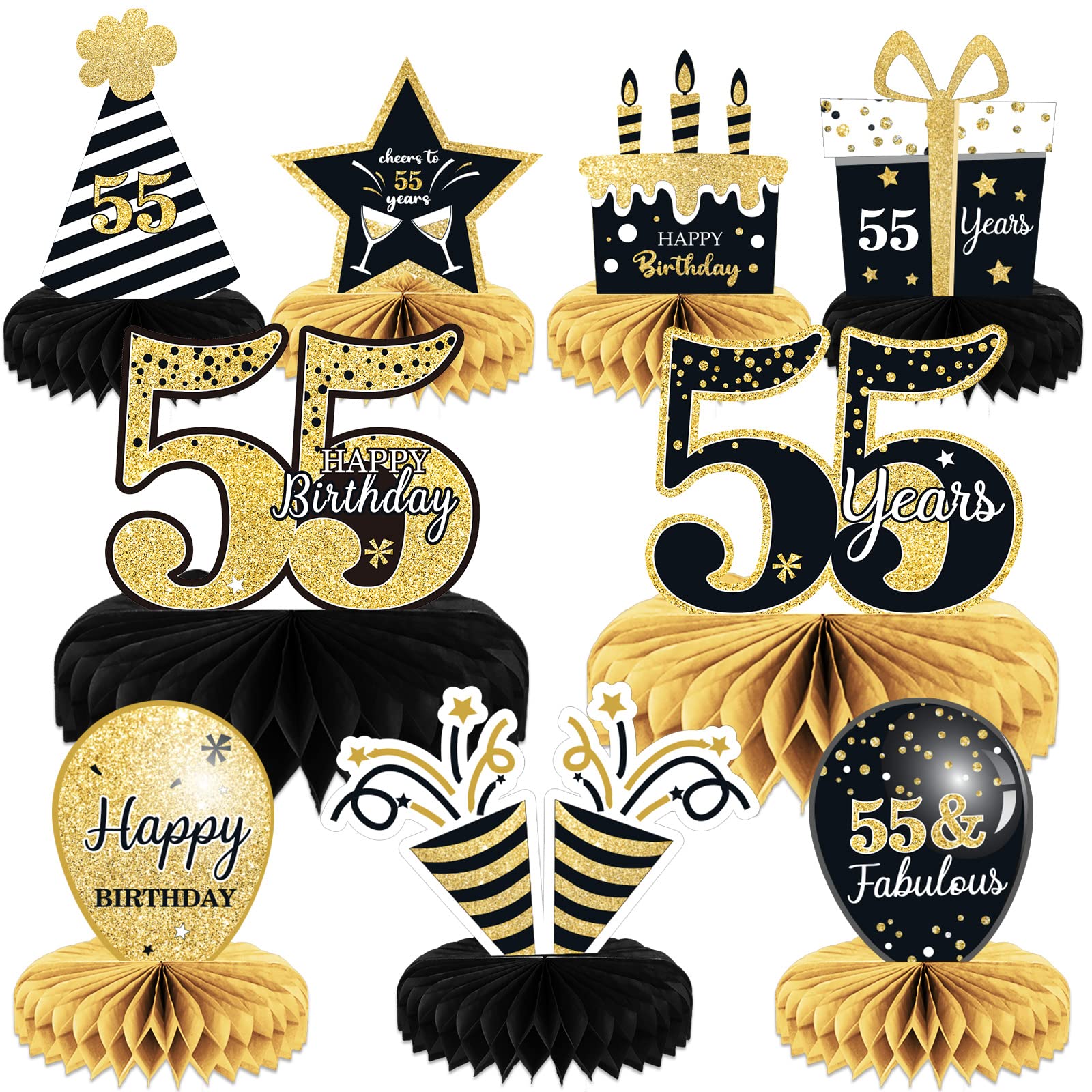 9 Pieces 55th Birthday Decorations 55th Birthday Centerpieces For ...