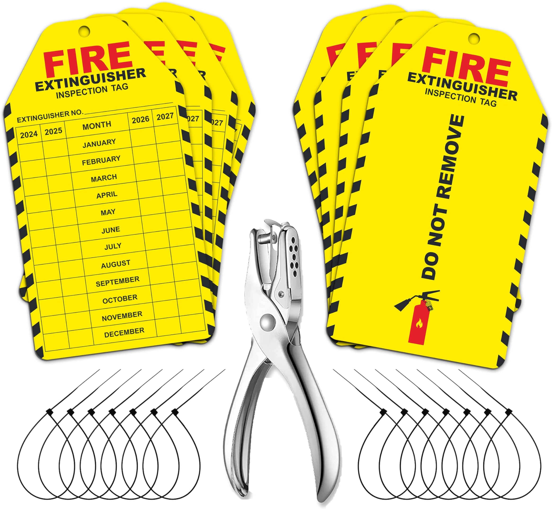 Amazon.com: Fire Extinguisher Monthly Tag Yellow Plastic 25 Pack ...