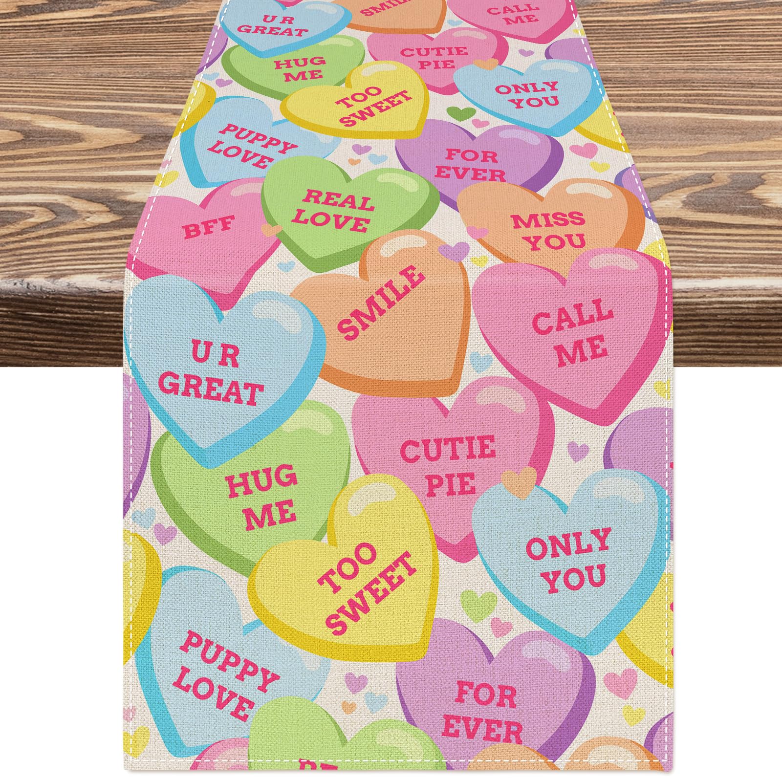 Amazon.com: AnyDesign Valentine' s Day Table Runner Romantic ...