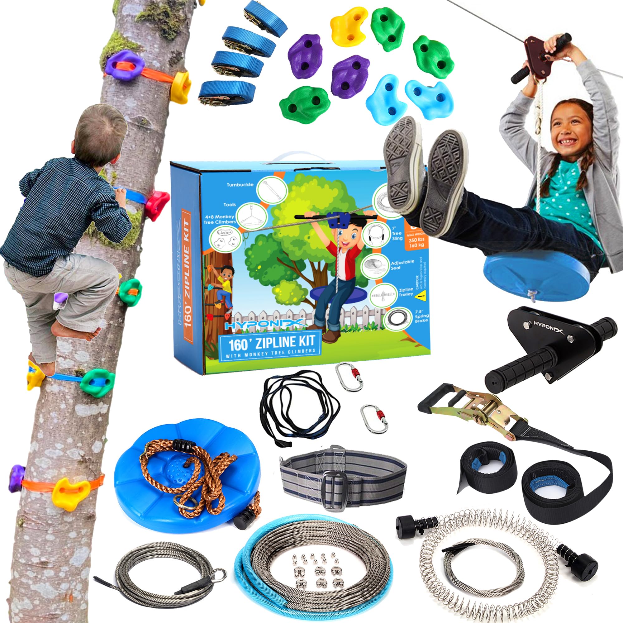 Amazon.com: Hyponix Zip Lines for Kids and Adults Outdoor up to 350 Lbs ...