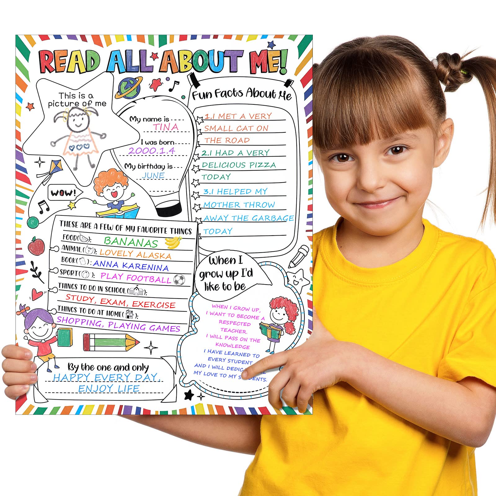 Snapklik.com : 40 Pcs Read All About Me Student Posters 17" X 22" Star ...