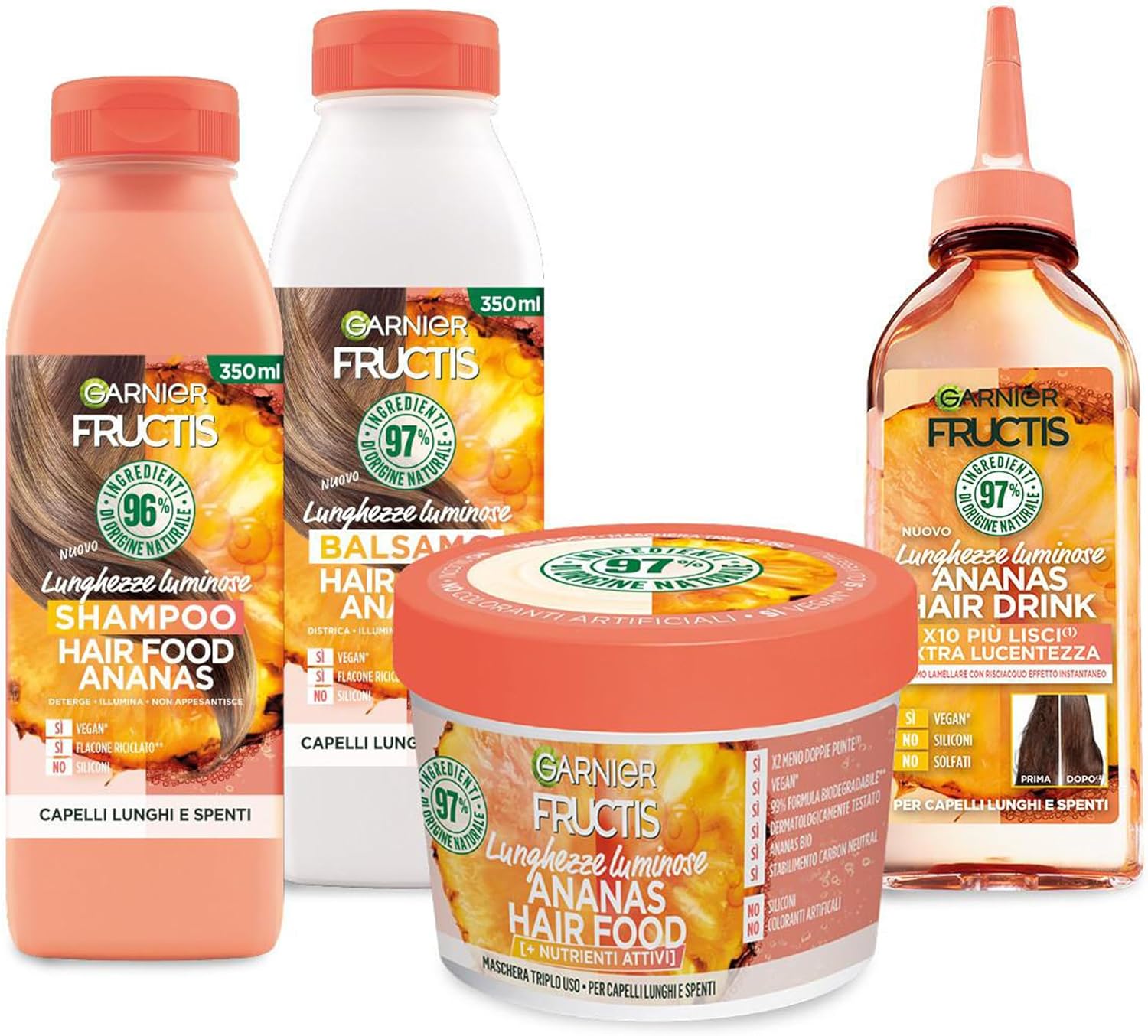 Garnier Fructis Hair Food Ananas, Kit con Shampoo, Acqua Lamellare ...