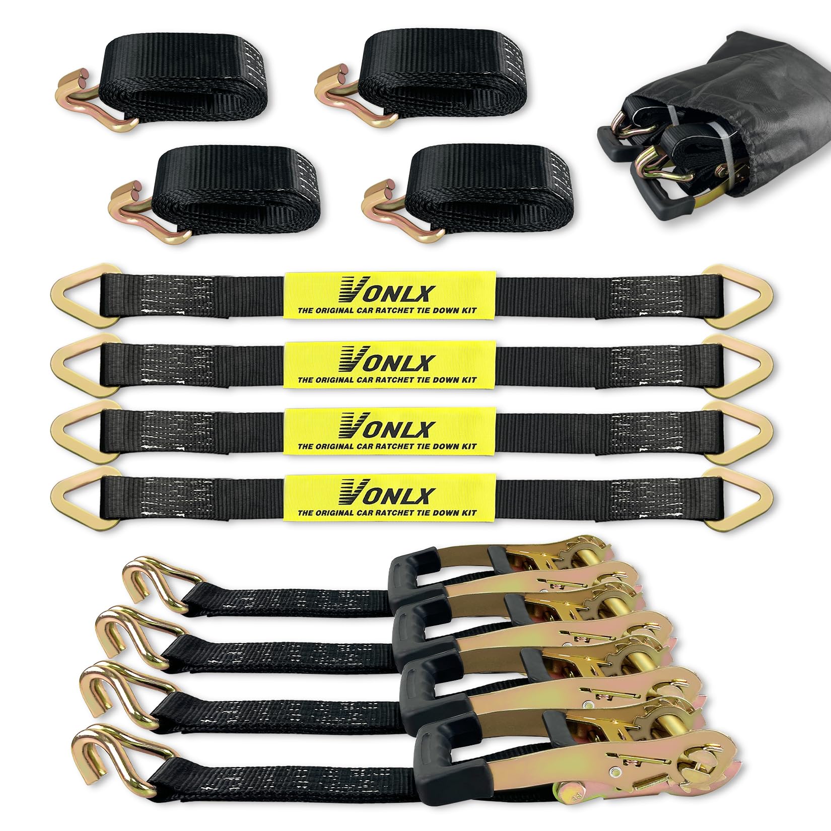 Amazon.com: VONLX Heavy Duty Trailer Tie Down Straps 4 Pack Kit, 2" x 8 ...