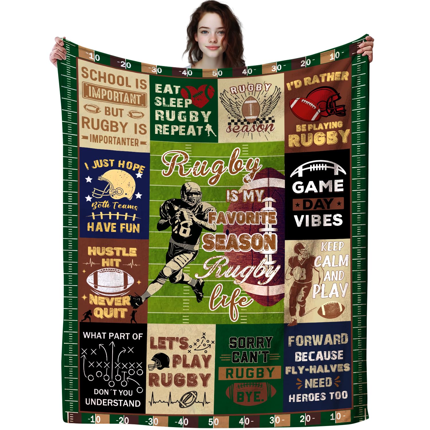 ZABAOBO Rugby Gifts Blanket for Boys Teens Girls Men,Rugby Accessories ...