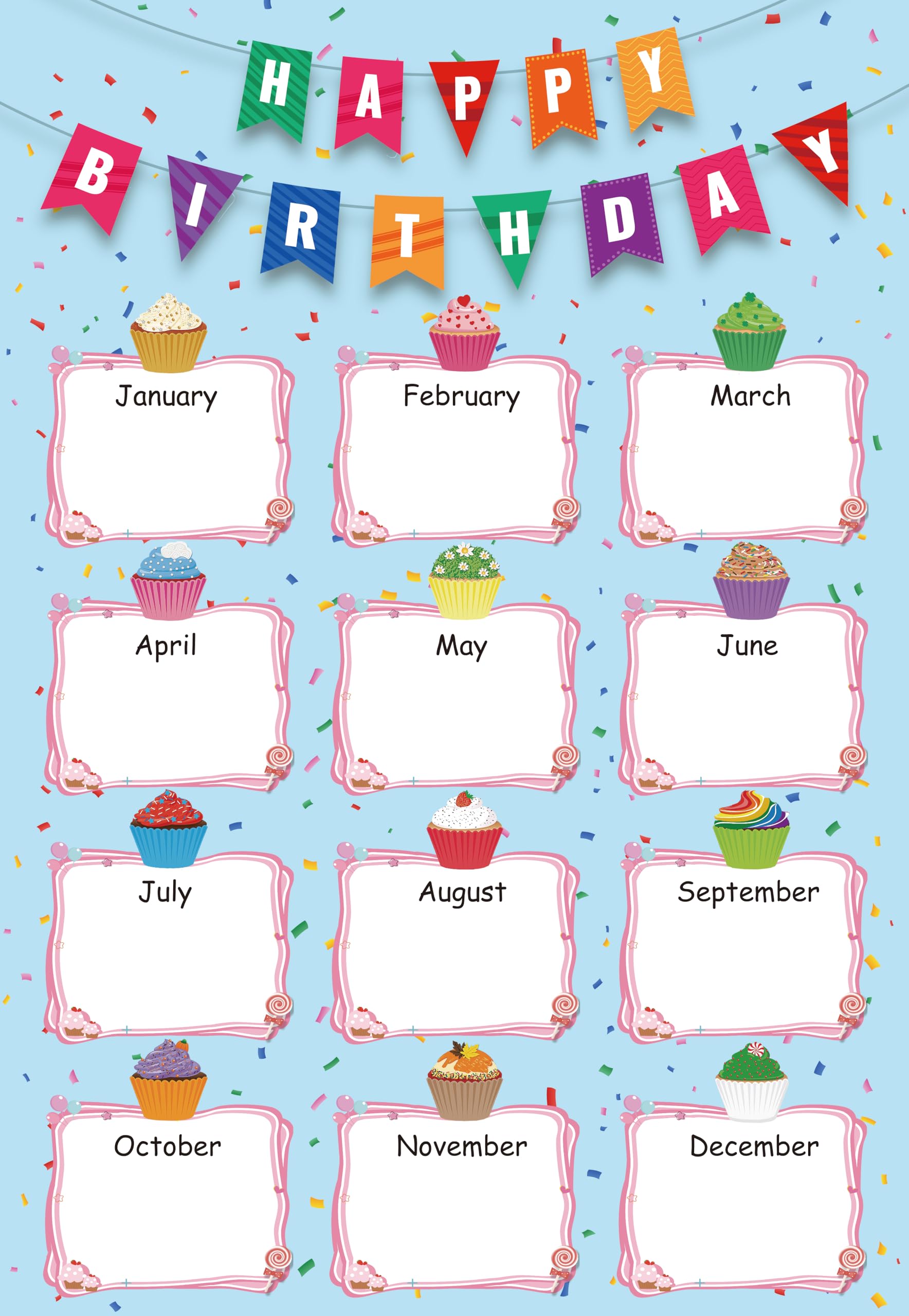 Amazon.com : Birthday Chart for Classroom Birthday Poster for Classroom ...