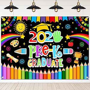 Amazon.com : Lecheme 2025 Preschool Graduation Backdrop Pre ...