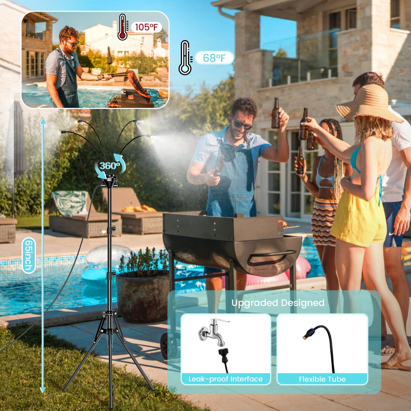 Snapklik.com : Standing Misters For Outside Patio - Adjustable 5.3FT ...
