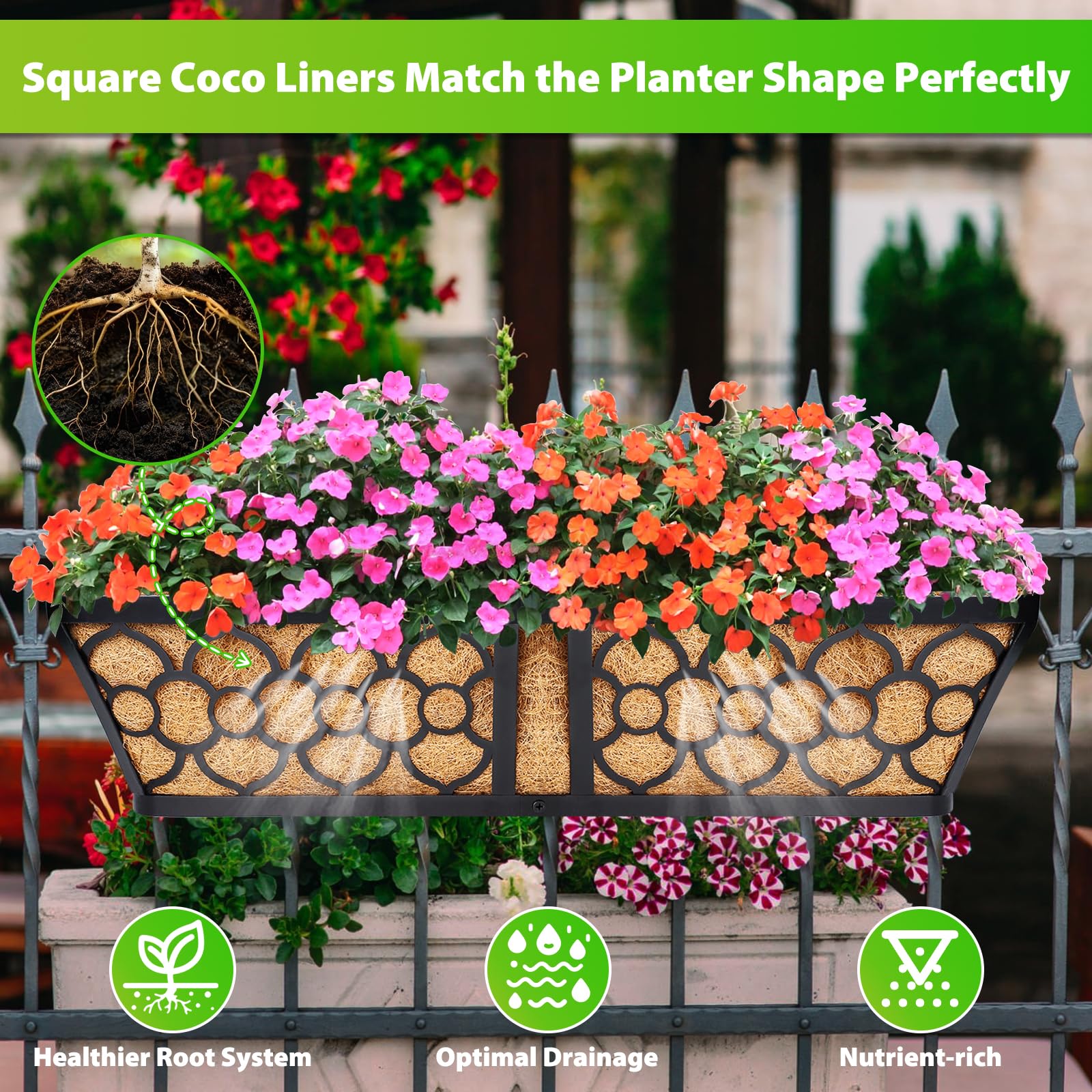 Snapklik.com : Legigo 4 Pack 24 Inch Square Coco Liners Planter Baskets ...
