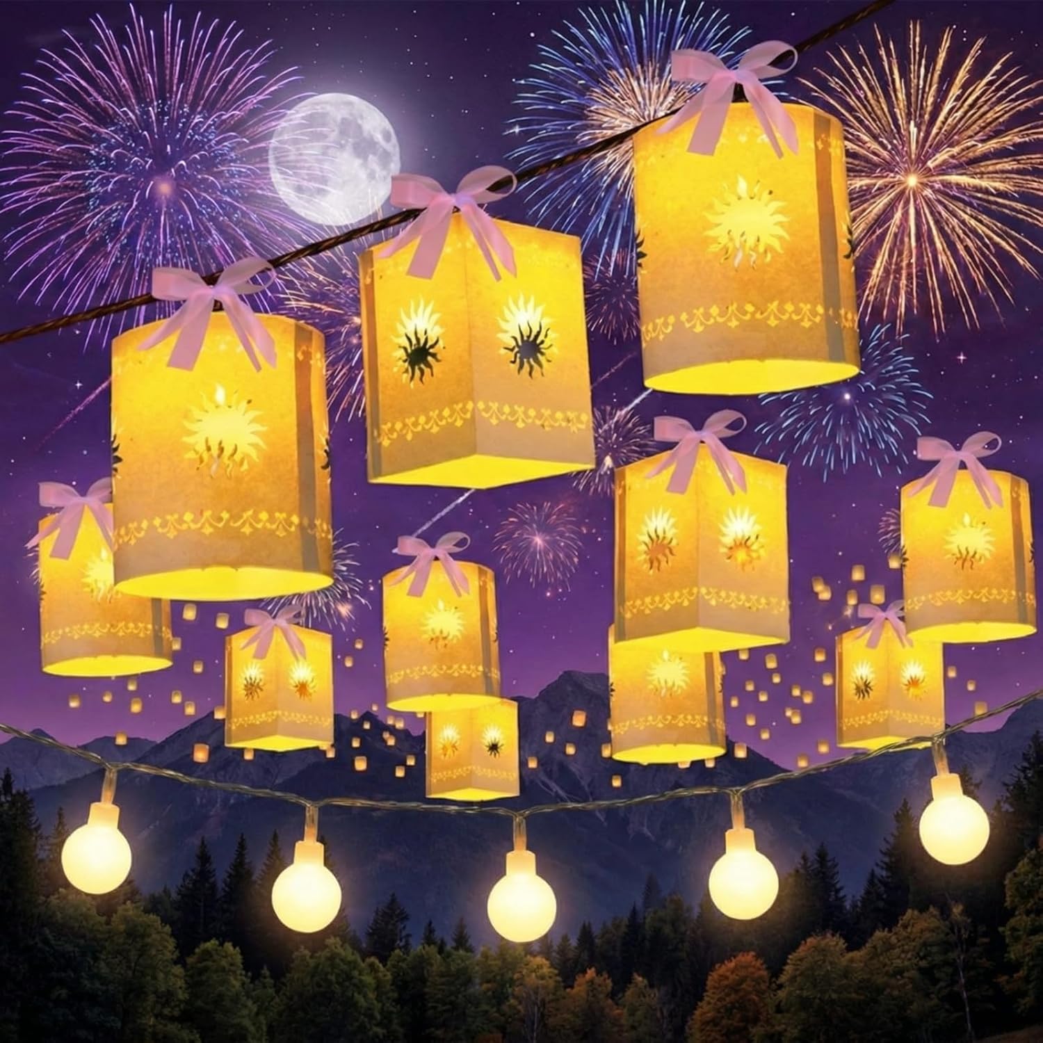 Amazon.com: Resholder 20 Pack Princess Sun Hanging Lanterns with LED ...