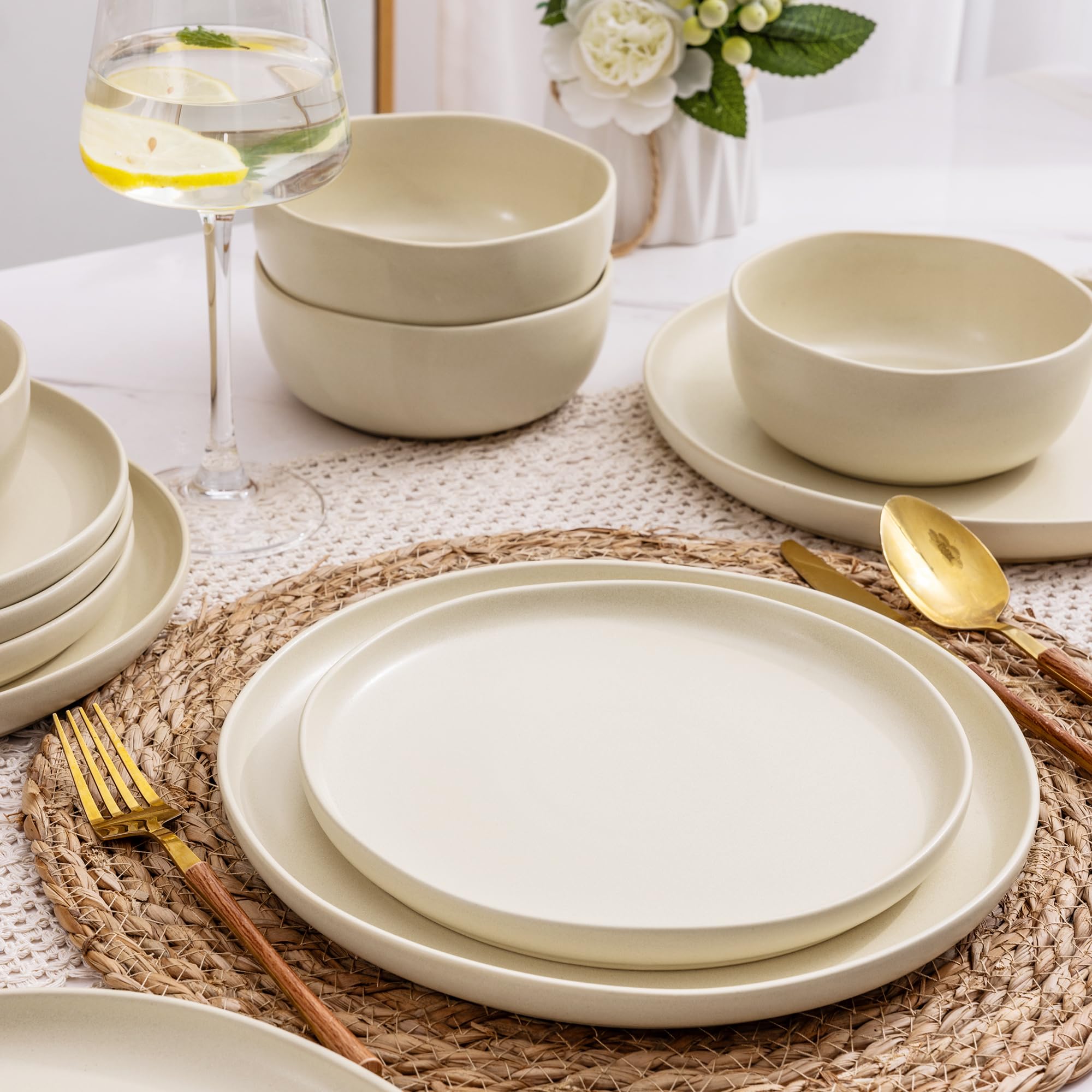 Snapklik.com : AmorArc Ceramic Dinnerware Sets, Wavy Rim Stoneware ...