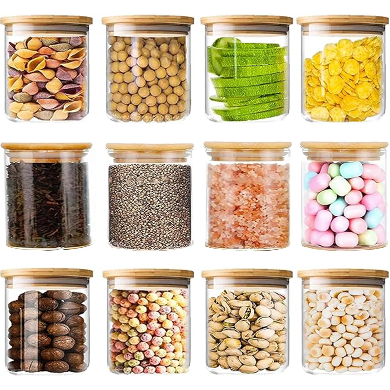 Juego de 12 Recipientes Herméticos de Cristal, Transparente Recipientes ...