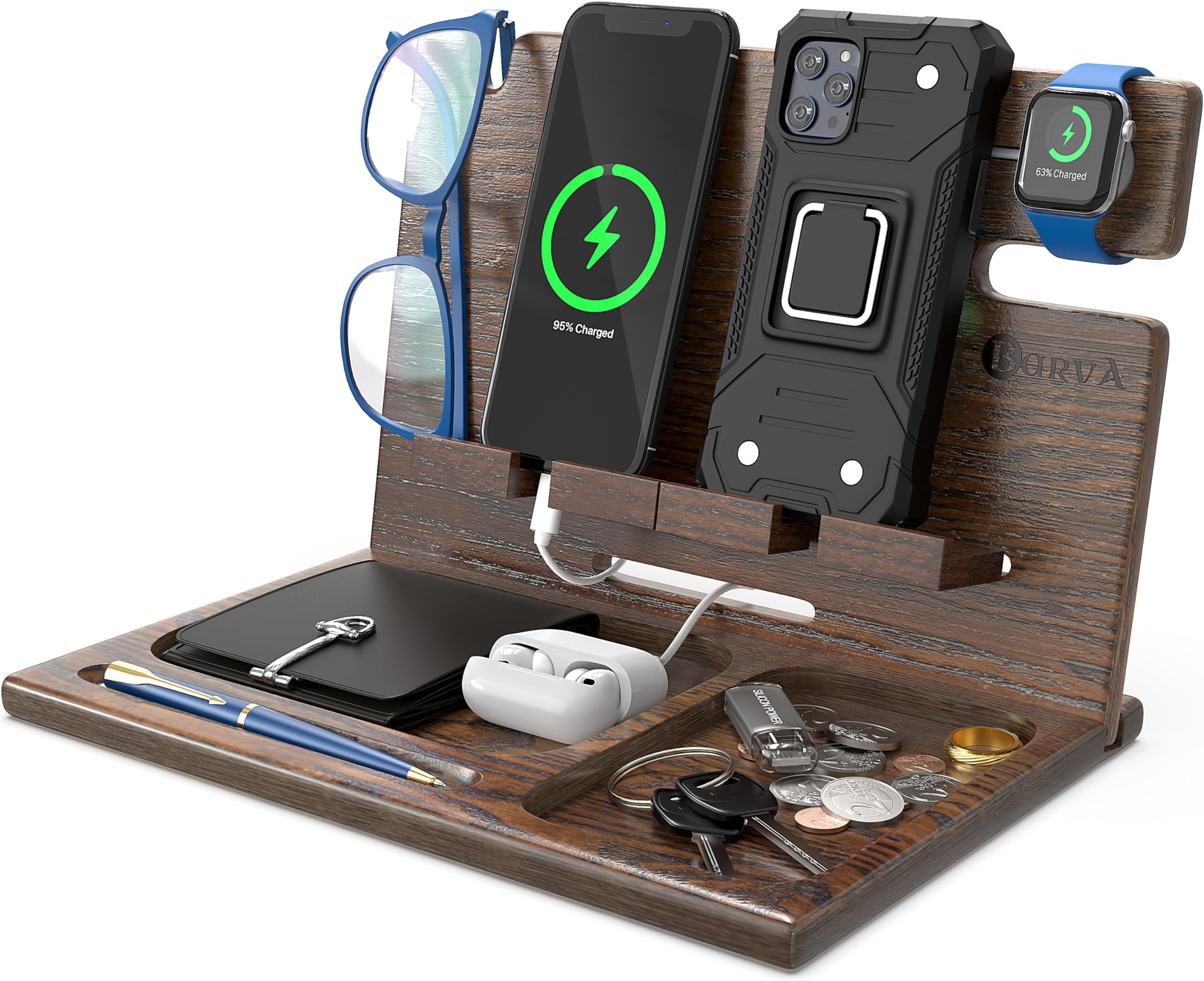 Amazon.com: BarvA Two Phone Docking Station | Night Stand Desk ...