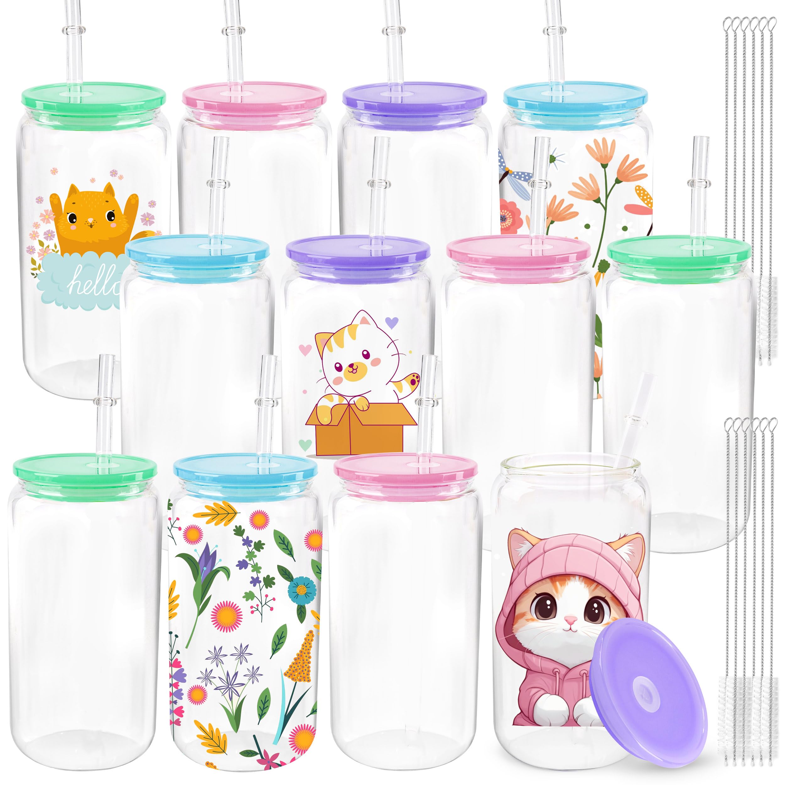 Snapklik.com : Joyclub 12 Pack Clear Sublimation Glass Cups Blanks 16 ...