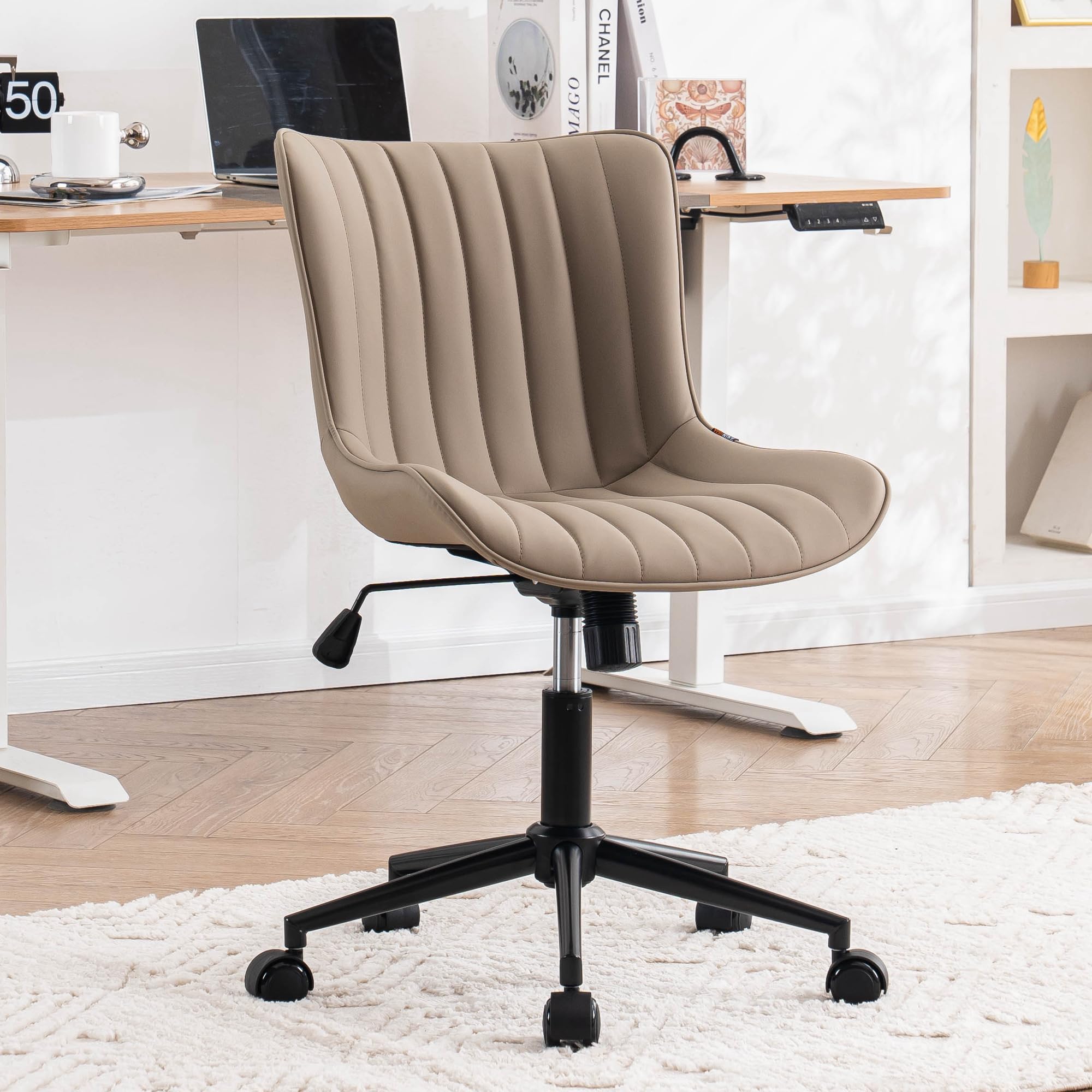 Amazon.com: YOUNIKE Khaki Ergonomic Home Office Desk Chair with Wheels ...