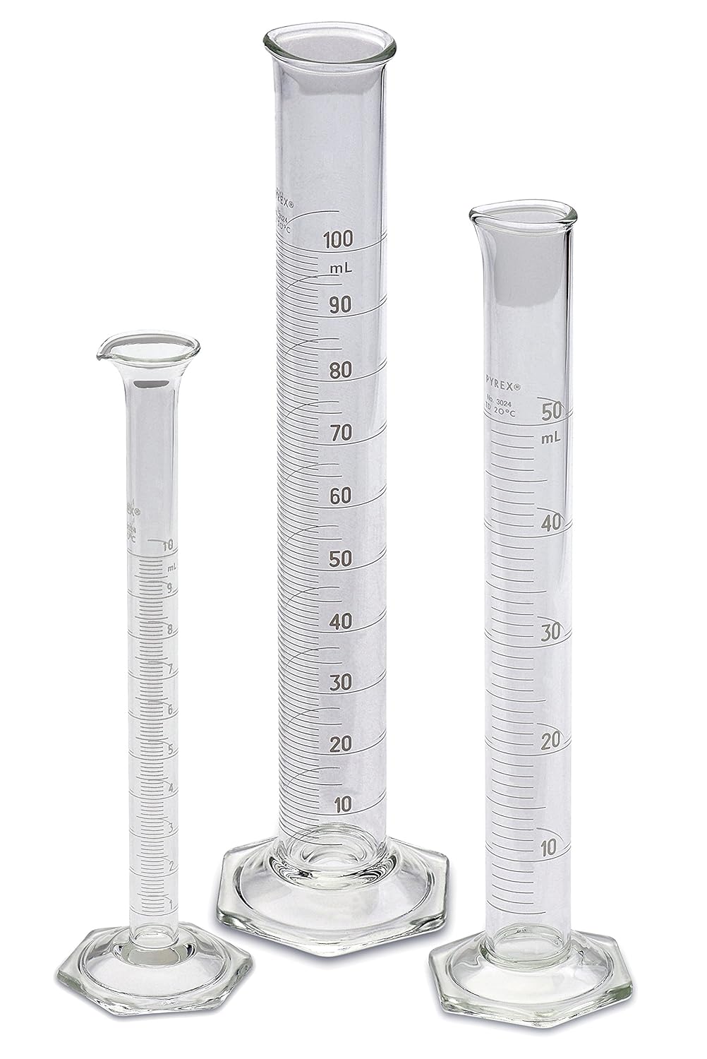 Corning Pyrex #3024 Single Metric Scale, Glass Graduated Cylinder Set ...