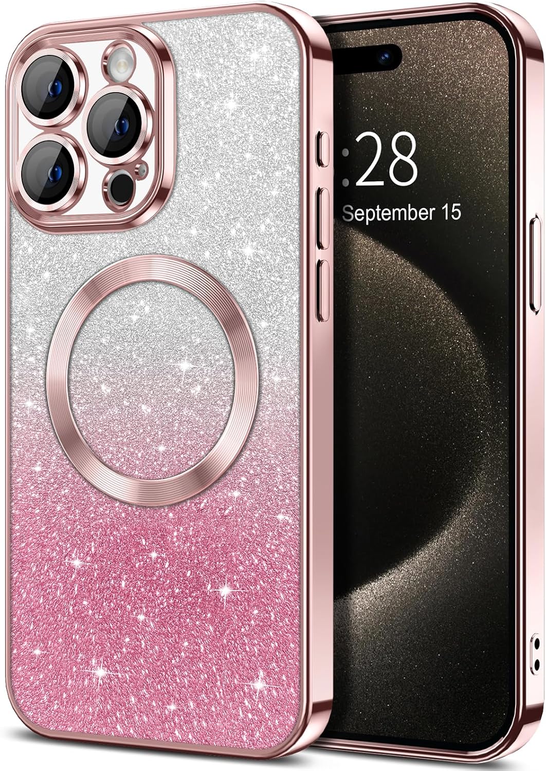 Amazon.com: Hython for iPhone 15 Pro Max Case Clear Magnetic Glitter Phone Cases [Compatible ...